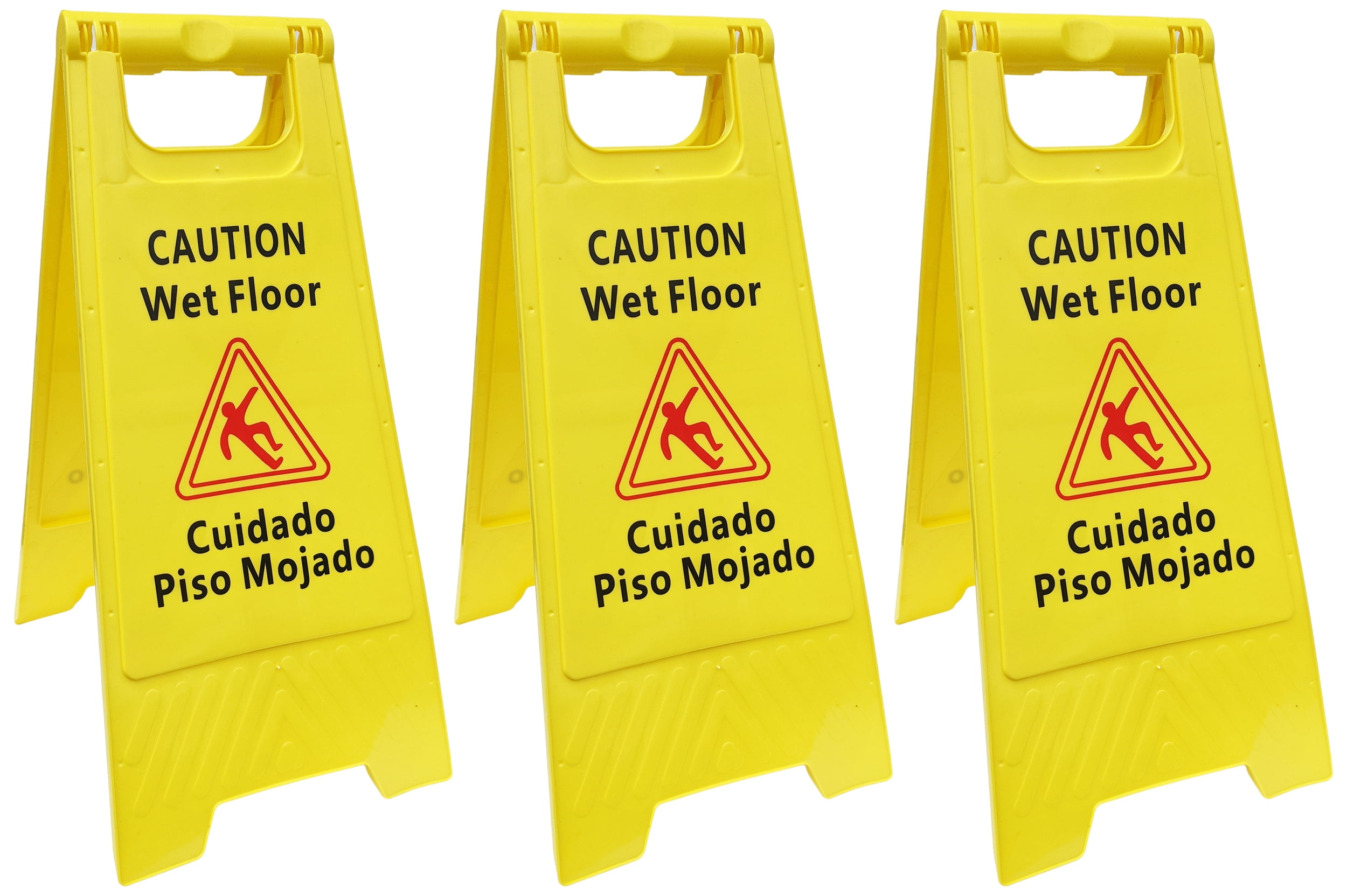 SciencePurchase 3 Pack Bilingual Wet Floor Signs, 2ft Tall, Double ...