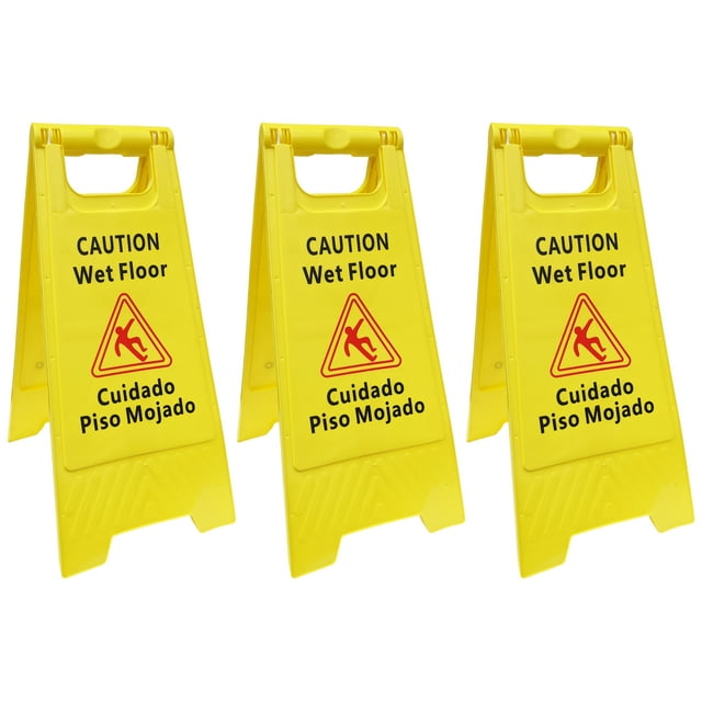 SciencePurchase 3 Pack Bilingual Wet Floor Signs, 2ft Tall, Double ...
