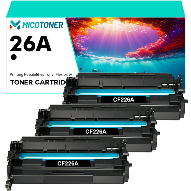 3-Pack CF226A 26A Toner Cartridge Compatible for HP CF226A 26A 26X ...