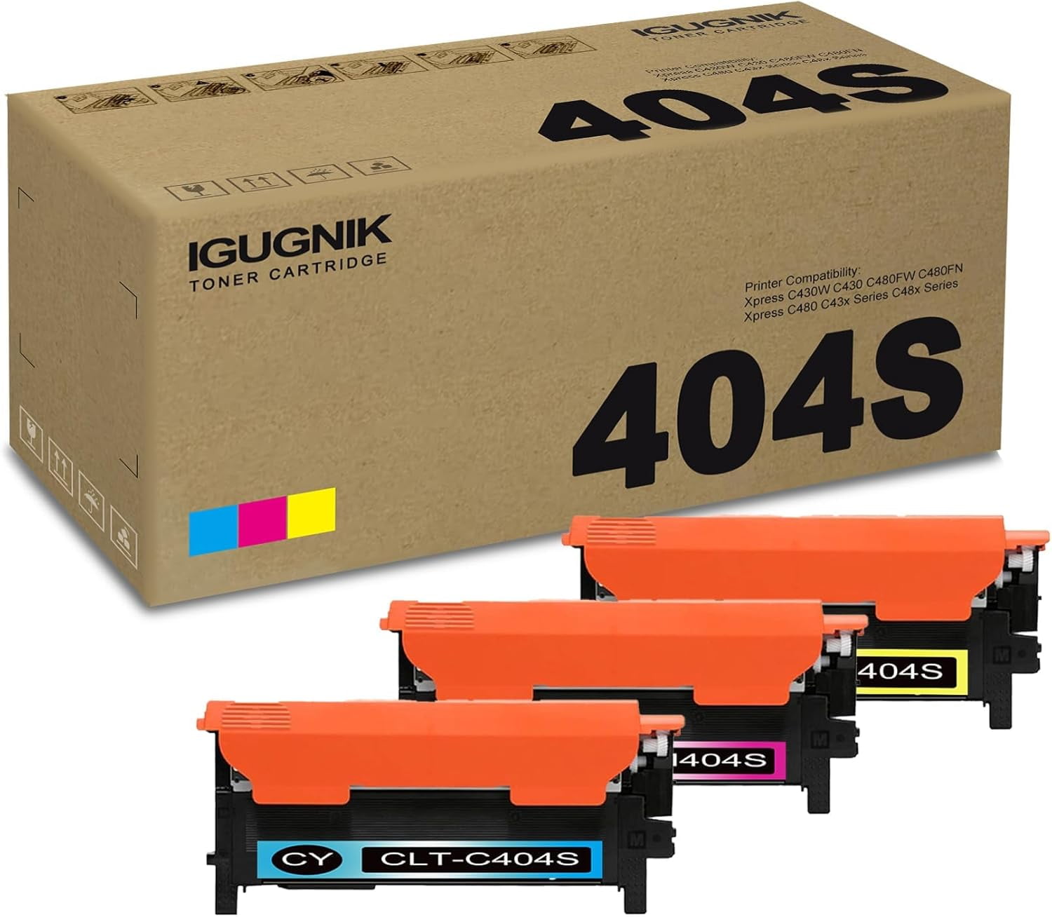 3 Pack CLT-C404S M404S Y404S C/M/Y Toner Cartridge Replacement for ...