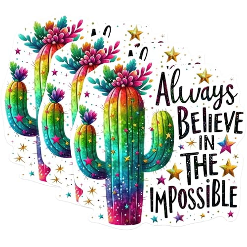 (3 Pack) Cactus Decals - Always Believe Sticker - Impossible Dream ...