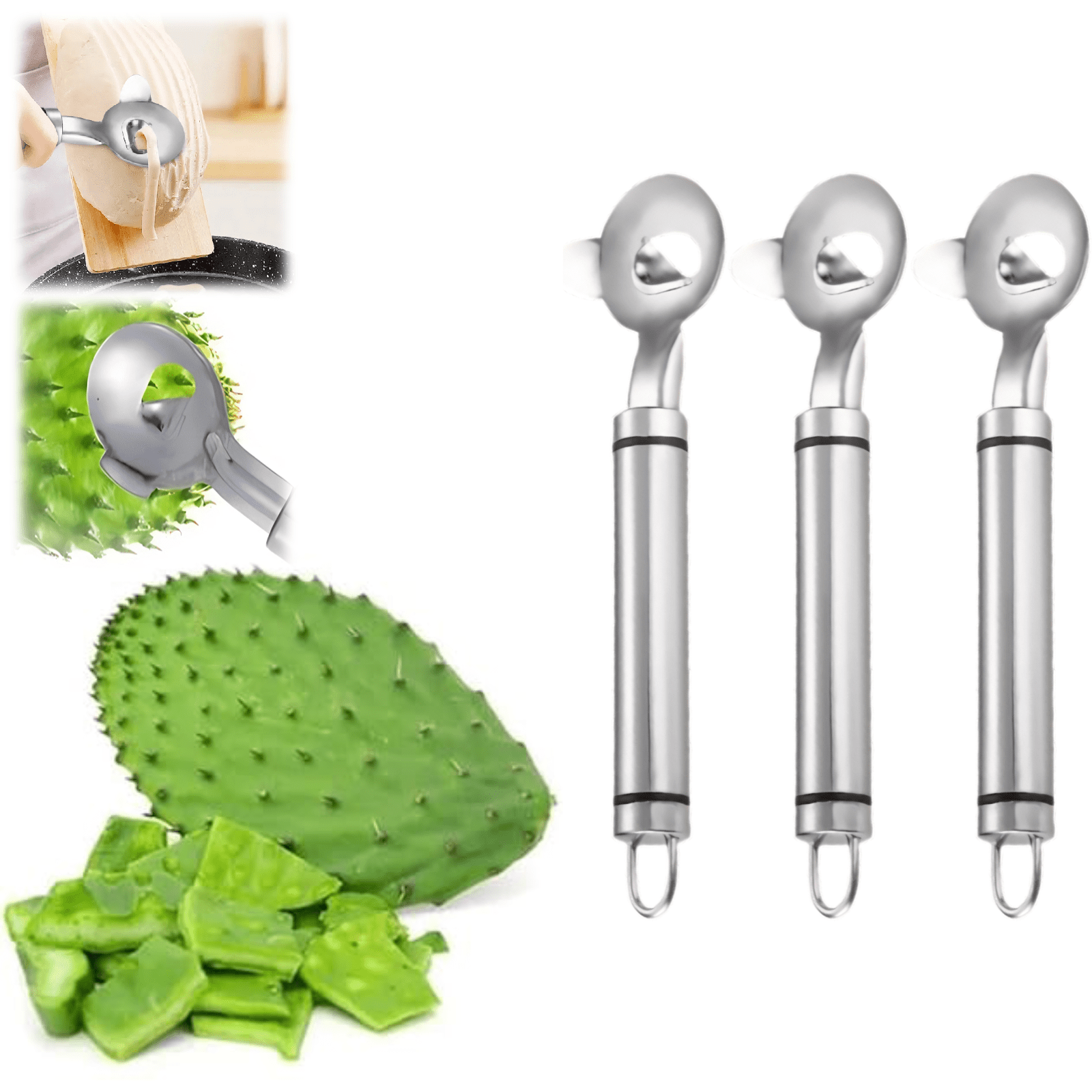 3 Pack Cactus Peeler Spoon,2025 Stainless Steel Cuchara Pelador de ...