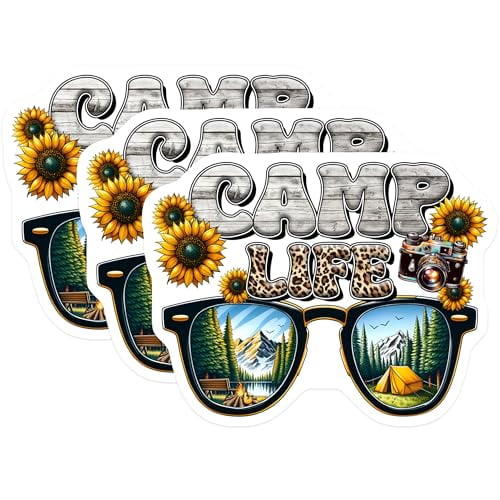 (3 Pack) Camp Life Decals - Outdoor Adventure Sticker - Sunflower ...