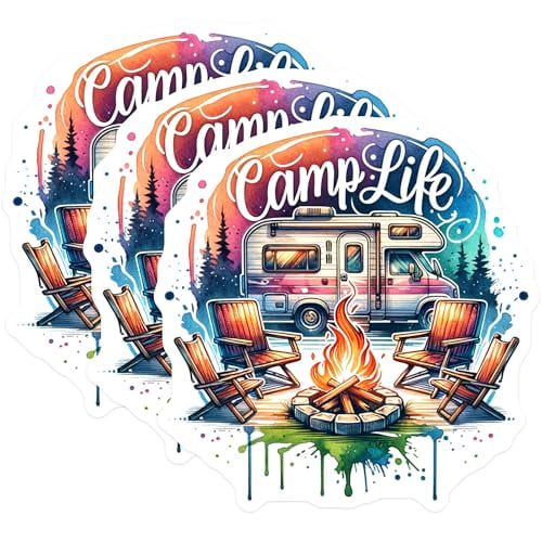 (3 Pack) Camp Life Decals - RV Camping Decal - Bonfire Laptop Stickers ...