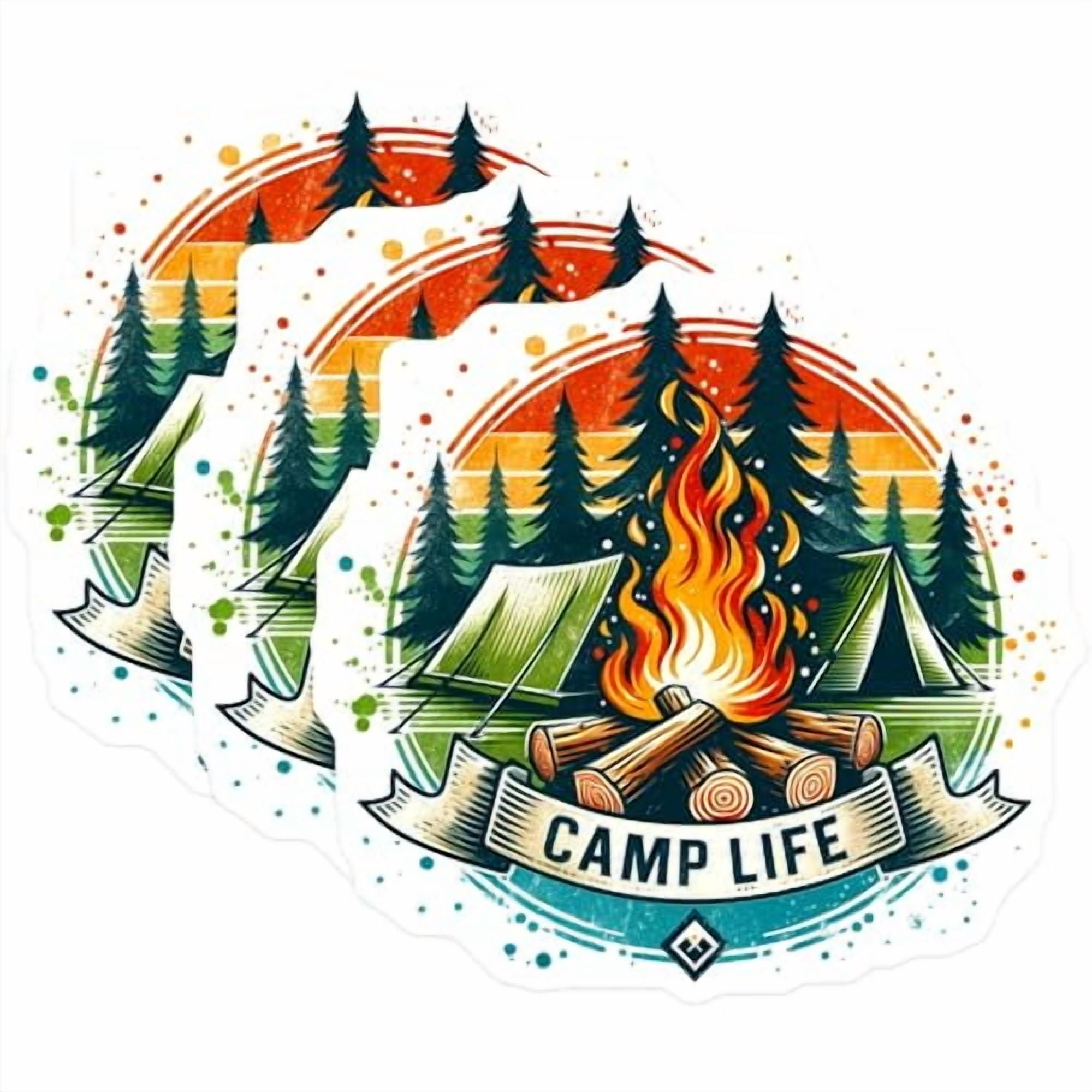 (3 Pack) Camping Decals - Camp Life Stickers - Outdoor Adventure Decals ...