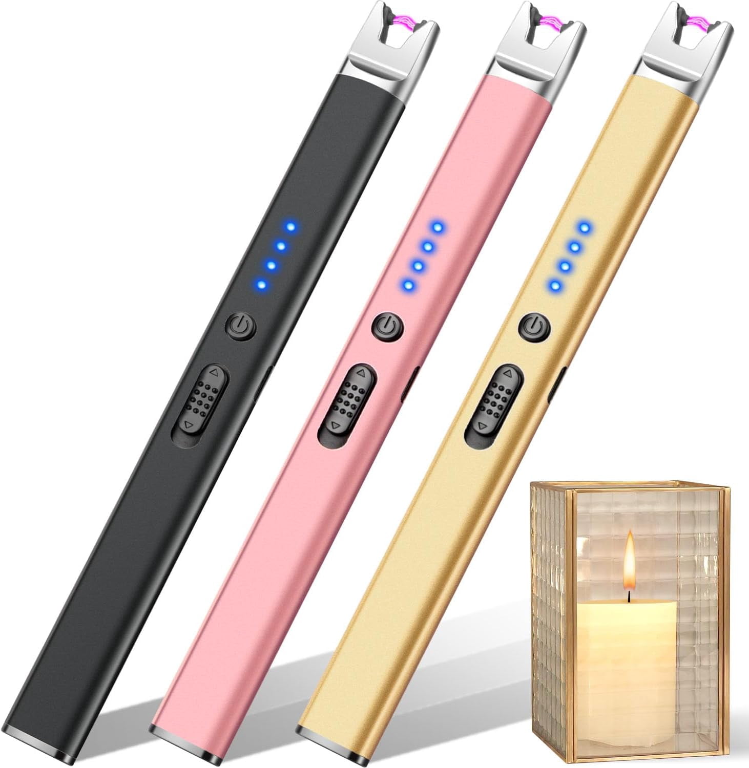 3 Pack Candle Lighter Electric USB Rechargeable Plasma Arc Lighter with ...