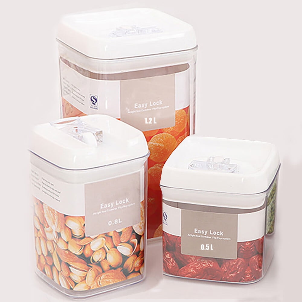 3-Pack Canister Containers with Lids Square Food Storage Container Set 0.5L 0.8L 1.2L - Walmart.com