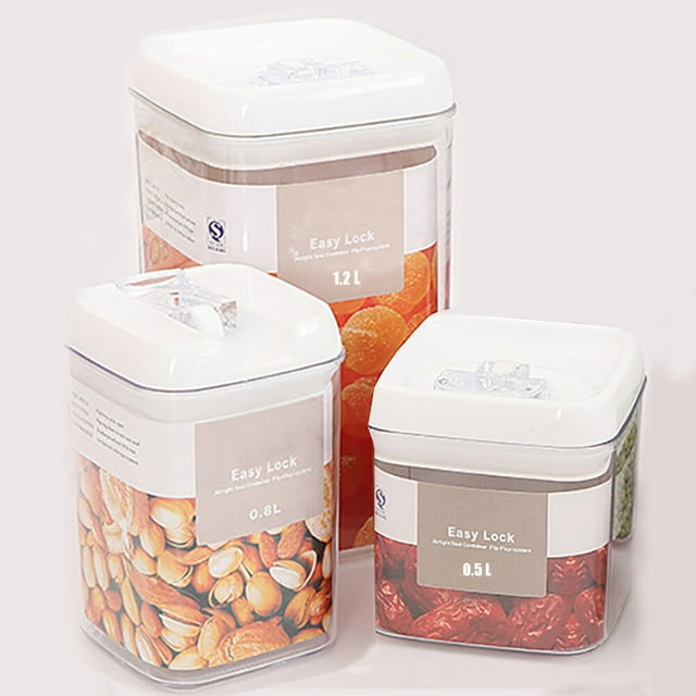 3-Pack Canister Containers with Lids Square Food Storage Container Set 0.5L 0.8L 1.2L - Walmart.com