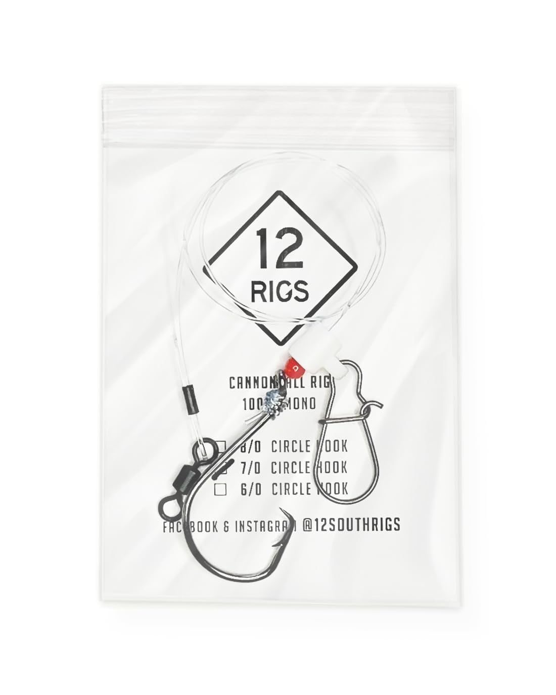 3 Pack 'Cannonball Rig' Red Drum Surf Fishing Rigs 100LB Mono (7/0 ...