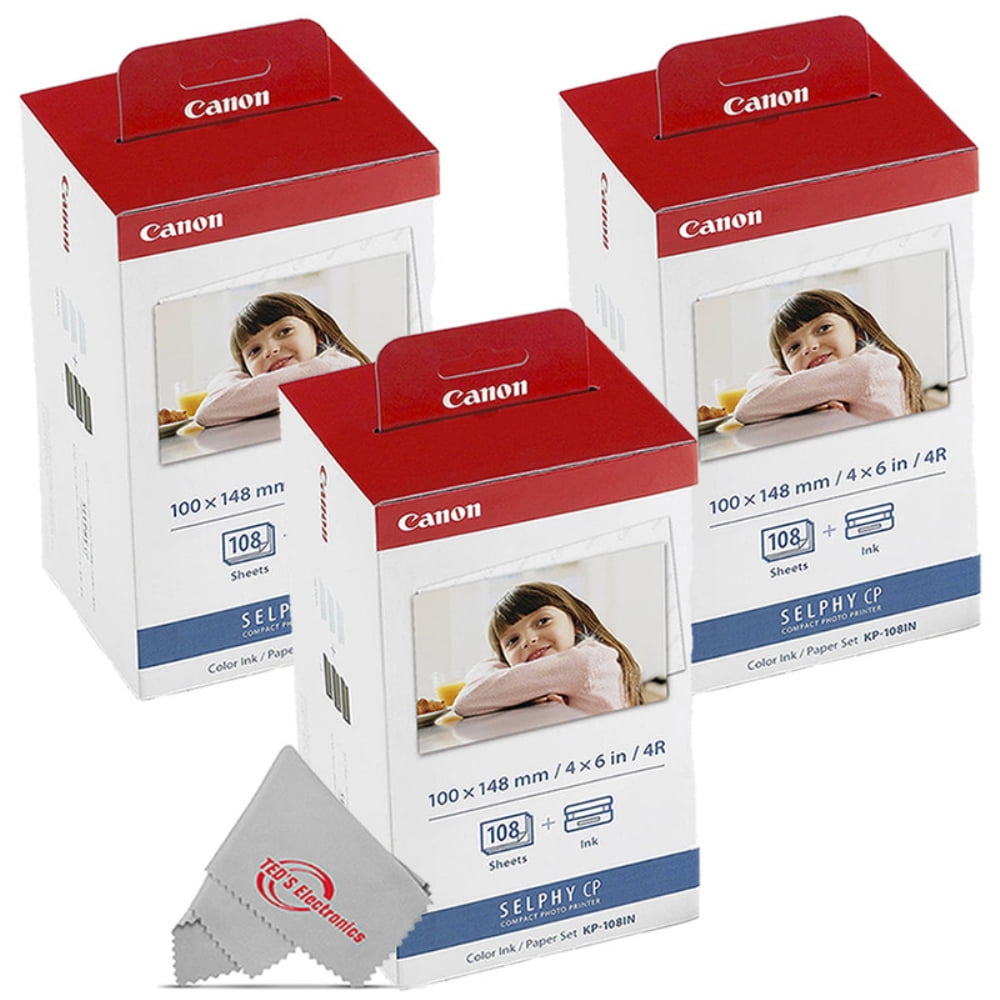 Canon KP-108IN Ink Paper (3-Pack): 324 Sheets for Selphy Printers ...
