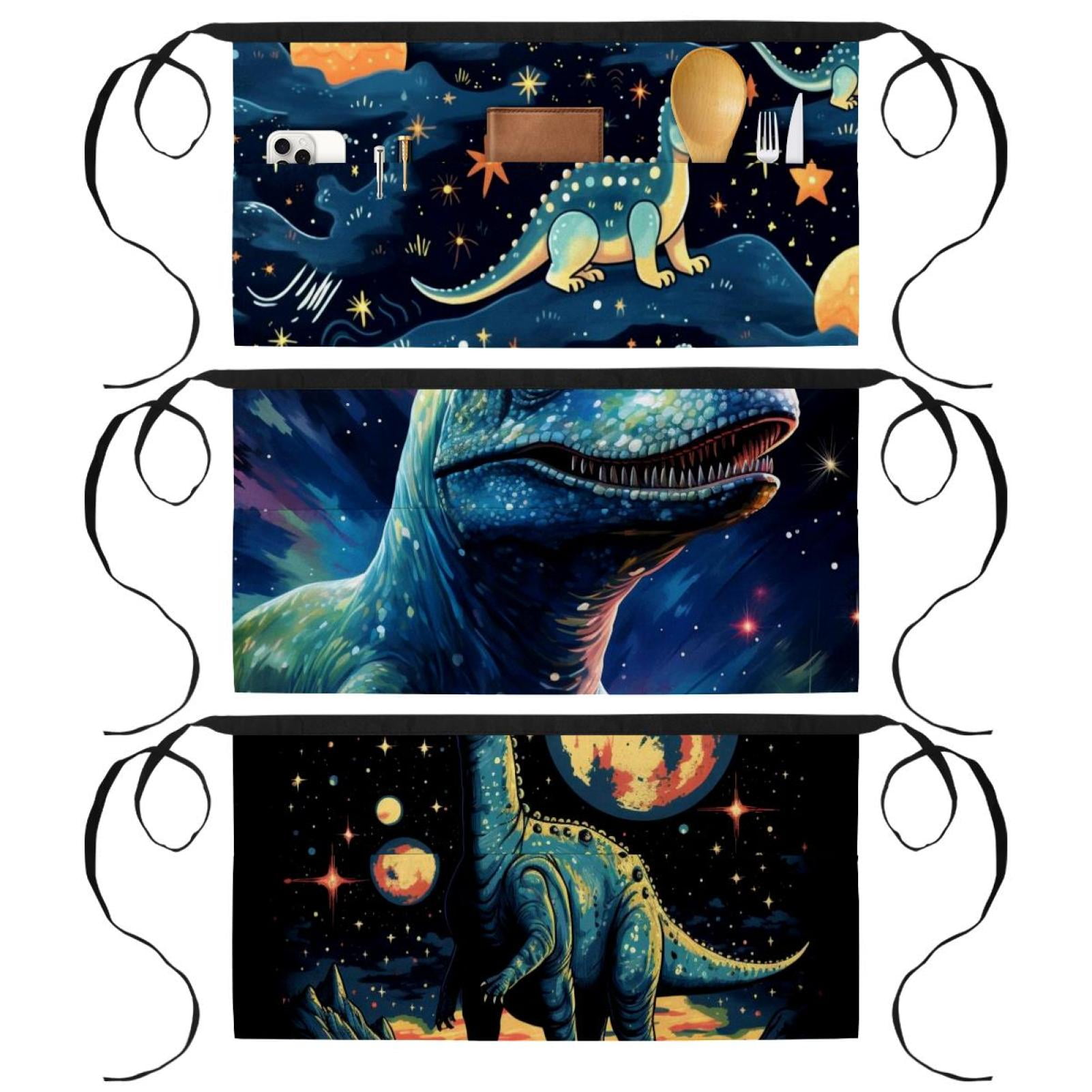 3 Pack Canvas Waist Apron with Starry Sky Dinosaur R, Kitchen ...