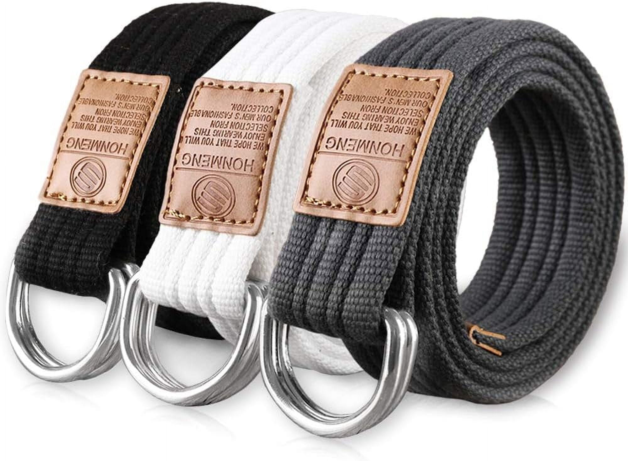 Hantier Canvas Web Belts 3 Pack Adjustable Double D-Ring Buckle Casual ...