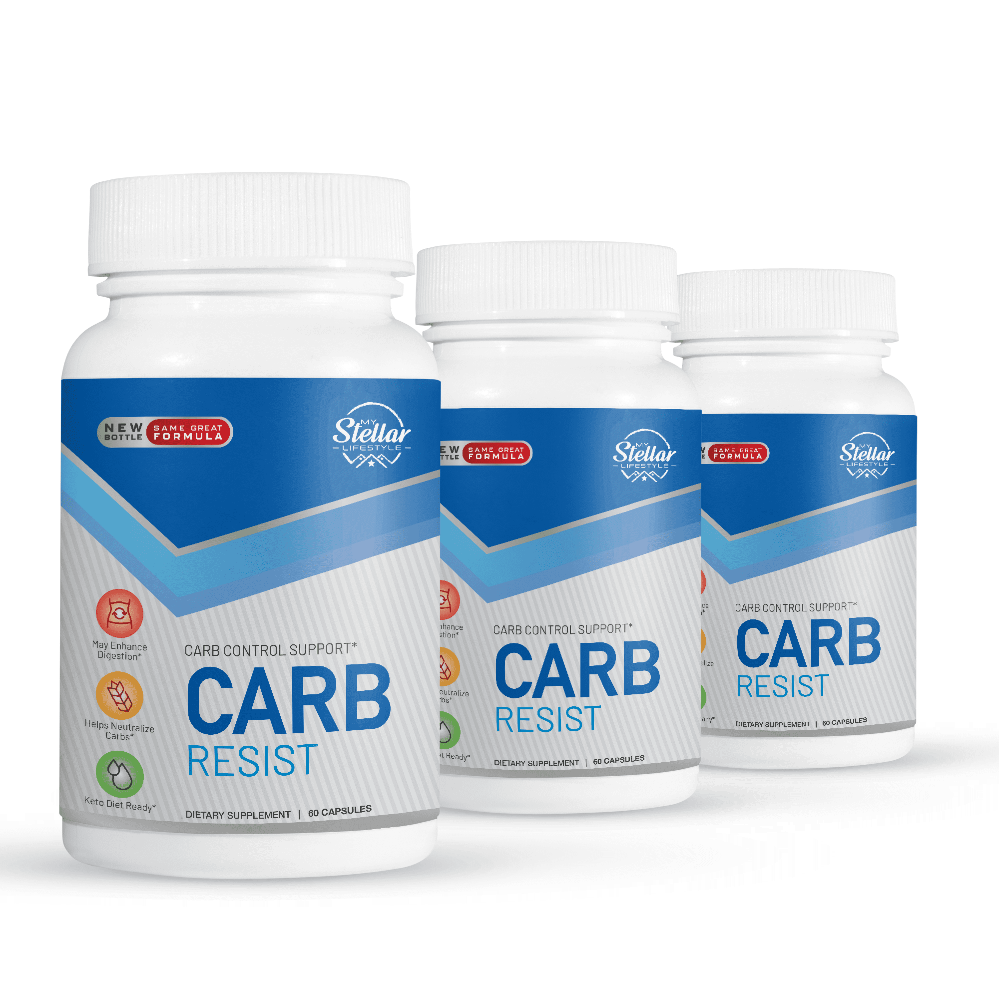 3 Pack Carb Resist, low carb support and keto friendly-60 Capsules x3 ...