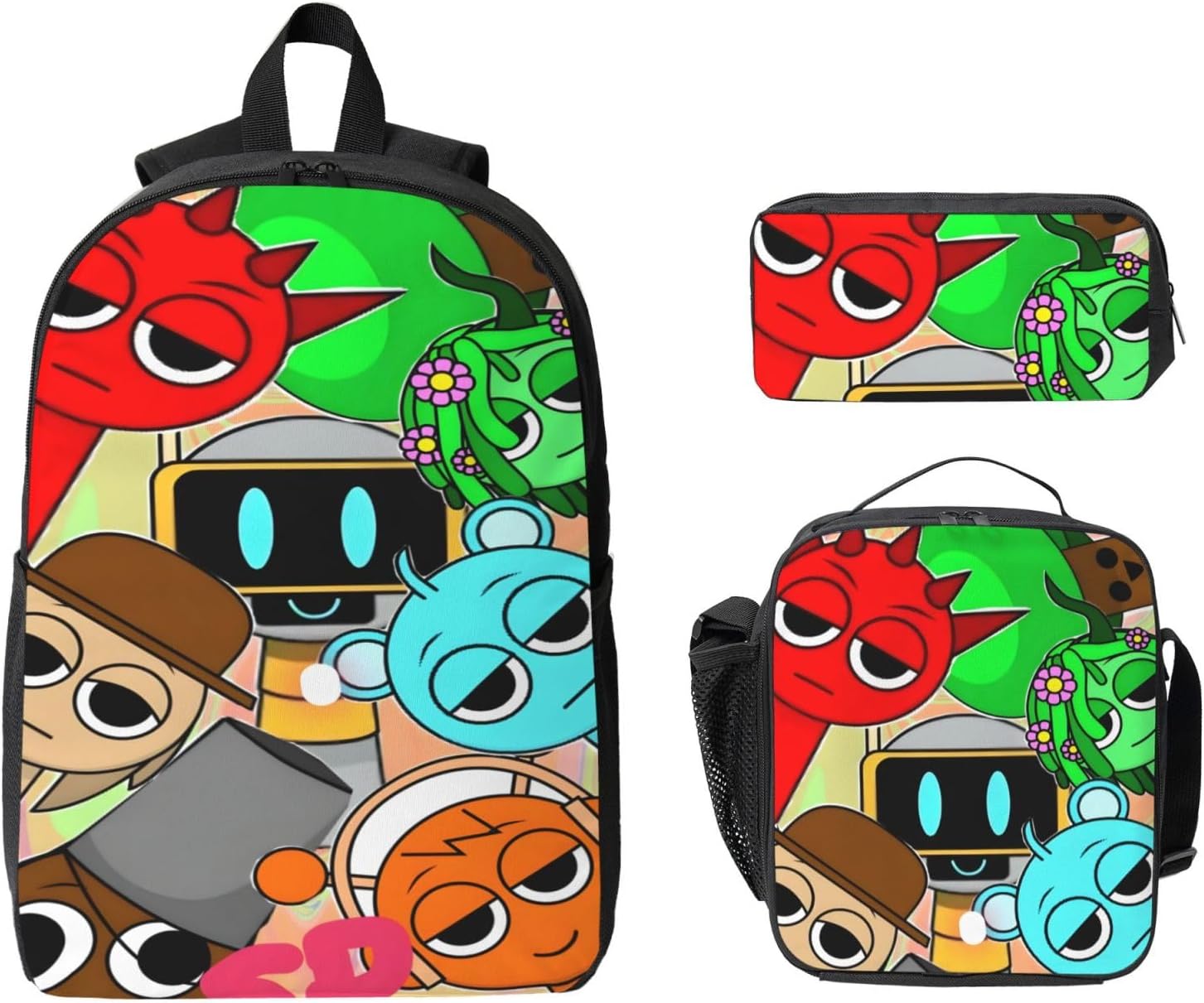 3 Pack Cartoon Sprunki Backpack, Unisex Adjustable Backpack, Travel ...