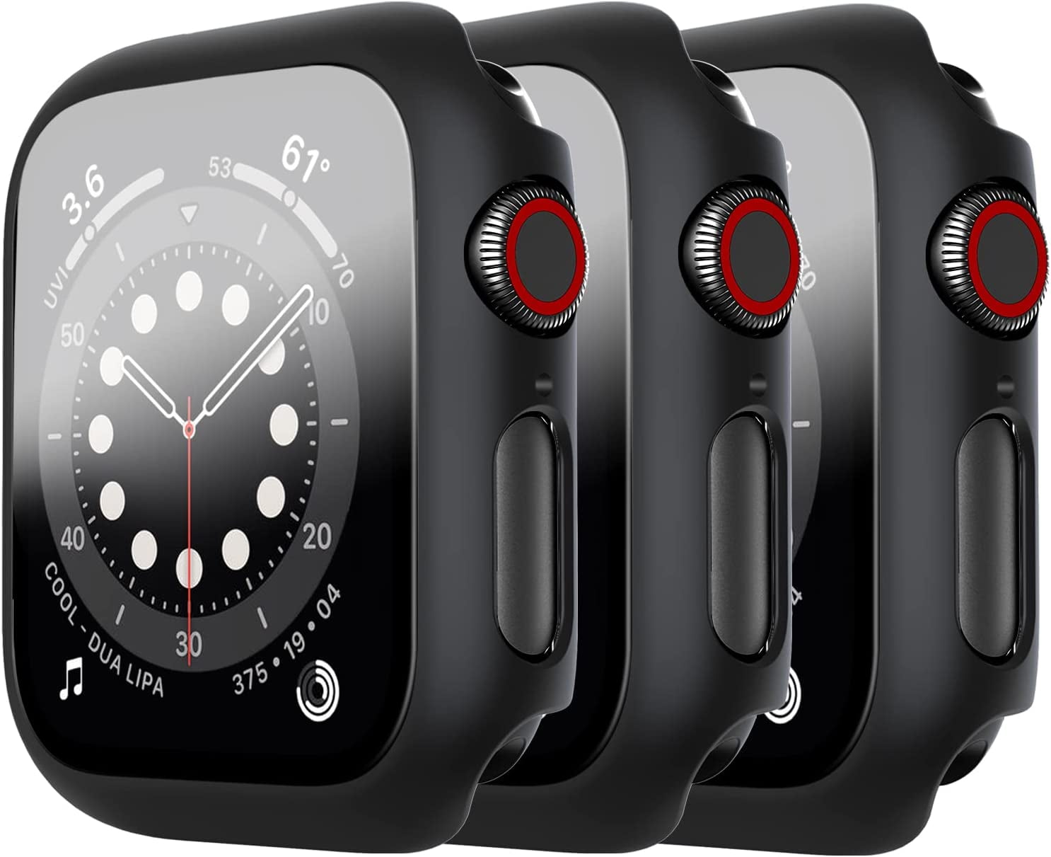 3 Pack Case for Apple Watch Screen Protector 44mm SE Series 6 Series 5 ...