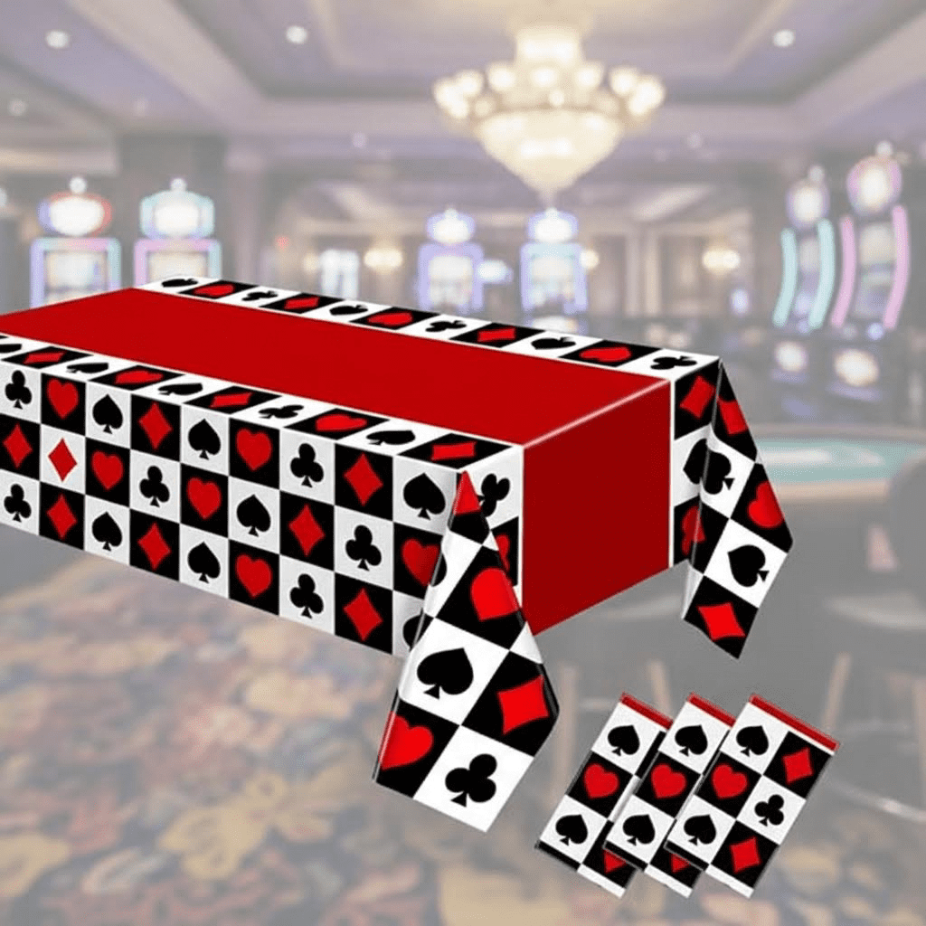 3-Pack Casino Party Tablecloth Set - Plastic Disposable Poker Theme ...
