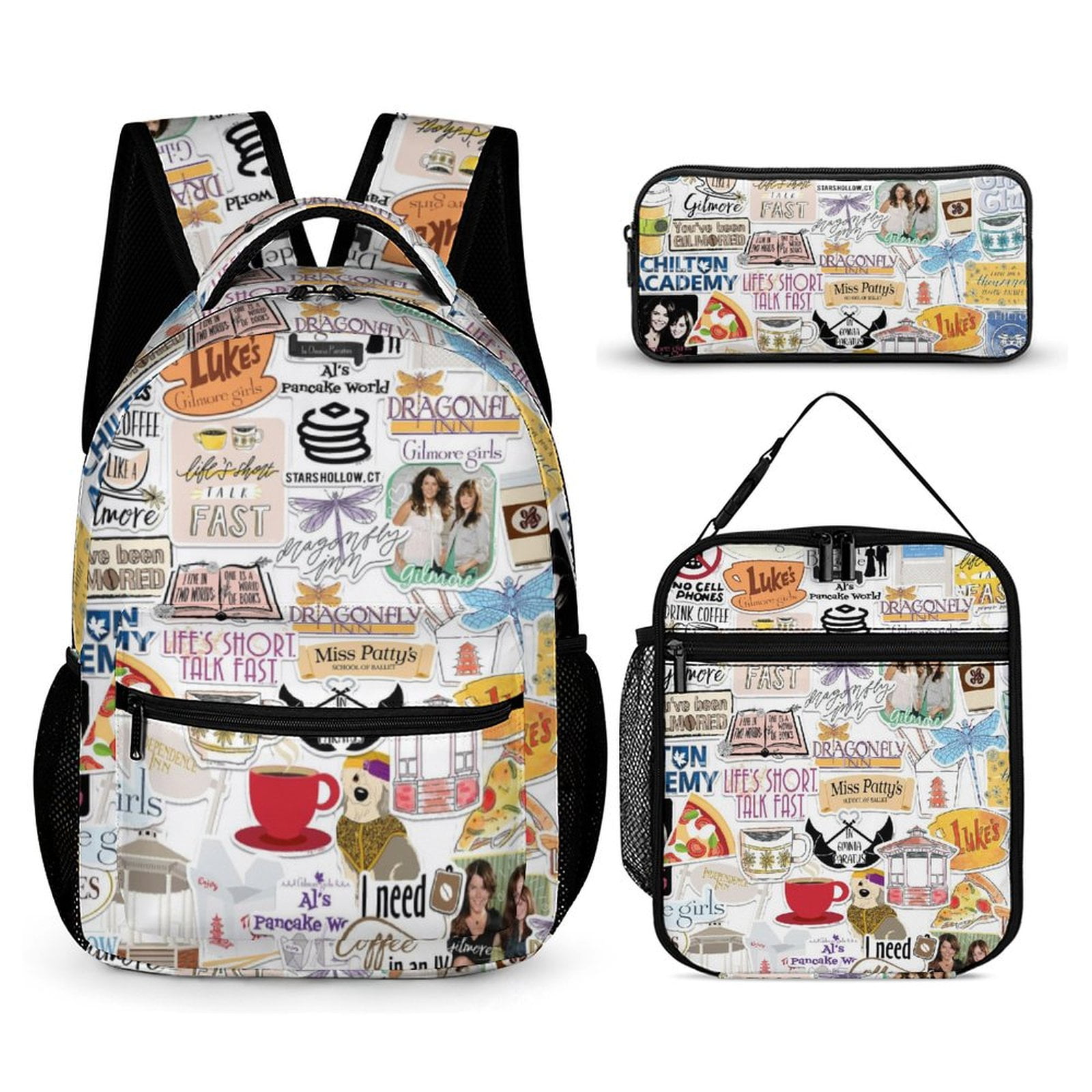 3 Pack Casual Backpack Set, Gilmore_Girls Shoulder Bag Knapsack with ...