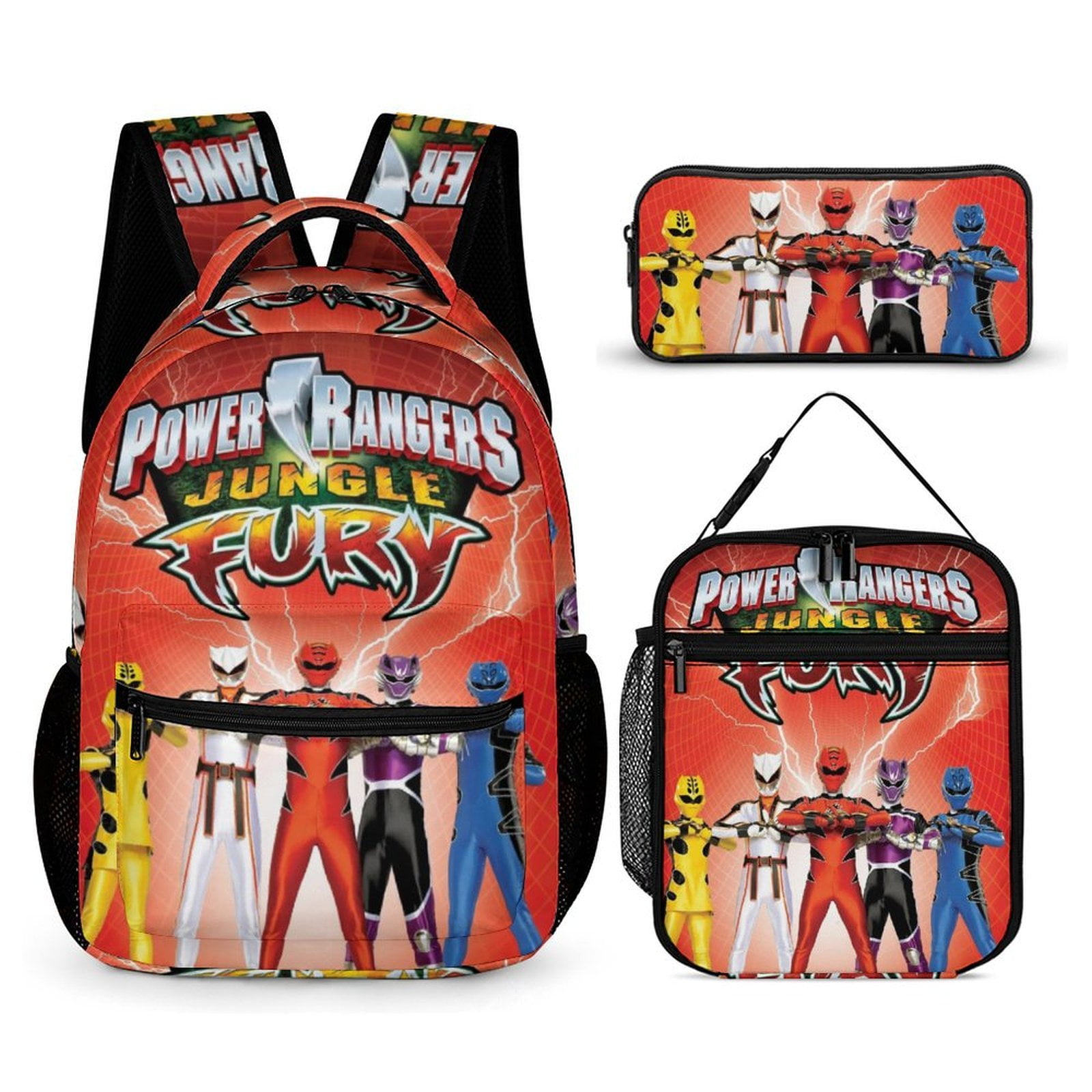 3 Piece Casual Shoulder Bag Power Rangers Backpack Set Knapsack with ...