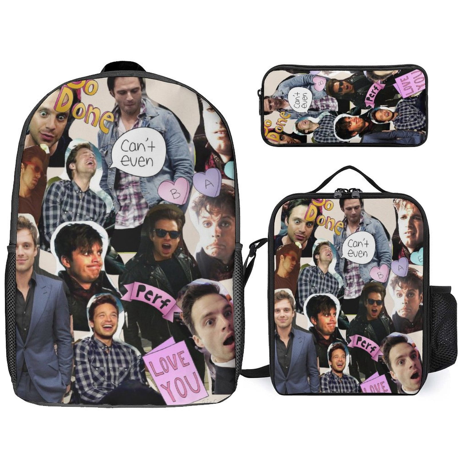 3 Pack Casual Backpack Set Sebastian Stan Bucky Barnes Bookbag Daypacks ...