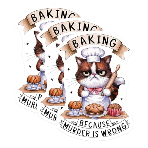 (3 Pack) Cat Baker Decals - Funny Baking Decal - Grumpy Cat Stickers ...