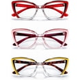3 Pack Cat Eye Reading Glasses for Women Pattern Frame Lightweight ...