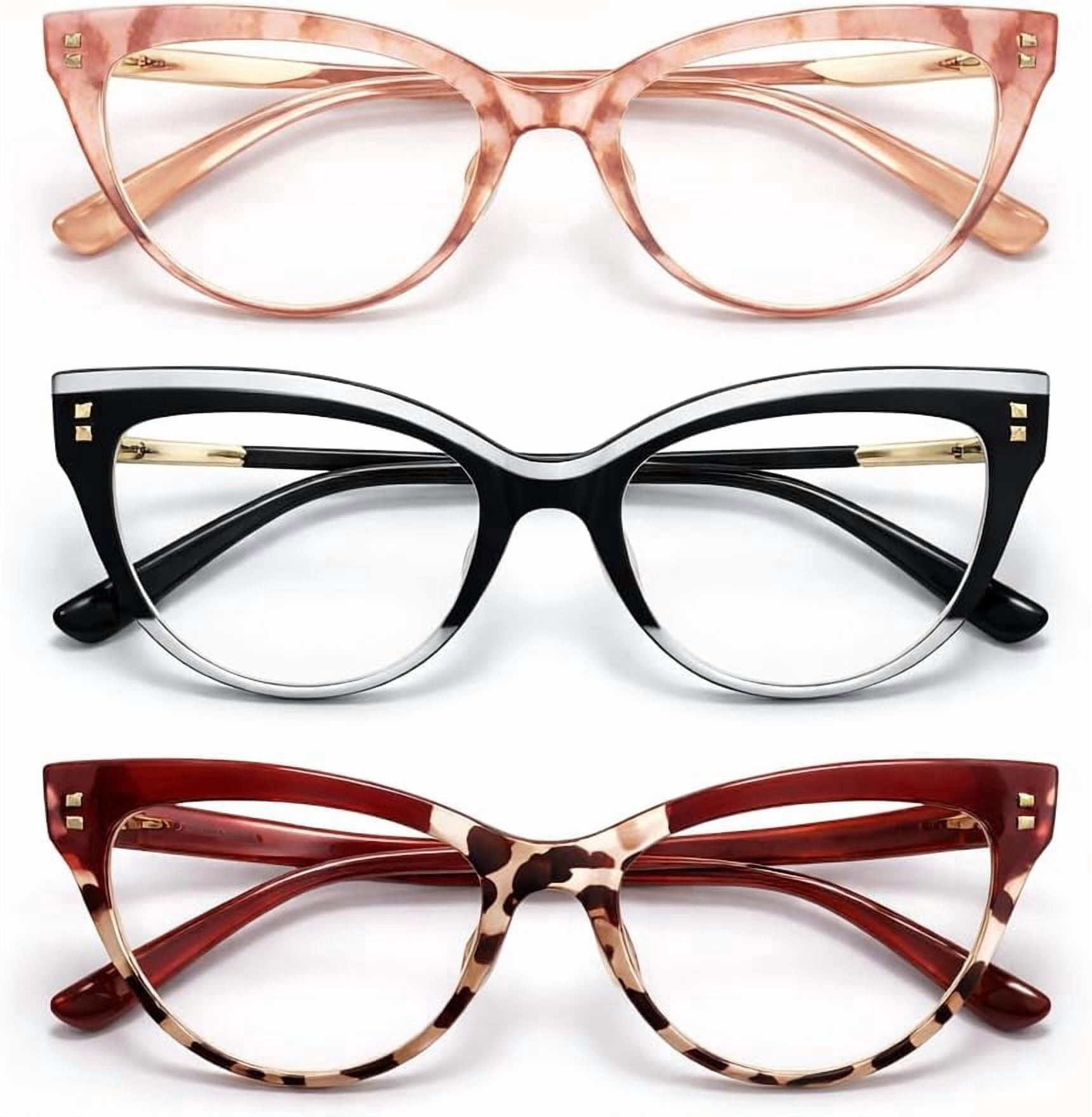 3 Pack Cat Eye Reading Glasses for Women Square Pattern Frame ...