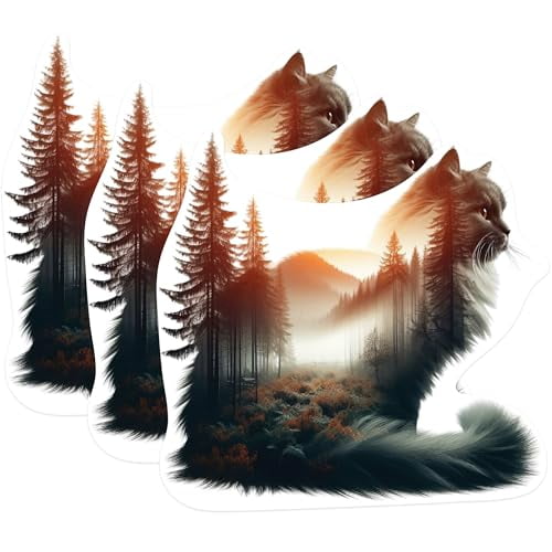 (3 Pack) Cat Forest Decals - Nature Cat Design - Laptop Decal - 3 ...