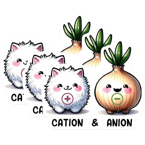 (3 Pack) Cation and Anion Decals - Chemistry Science Stickers - Cute ...