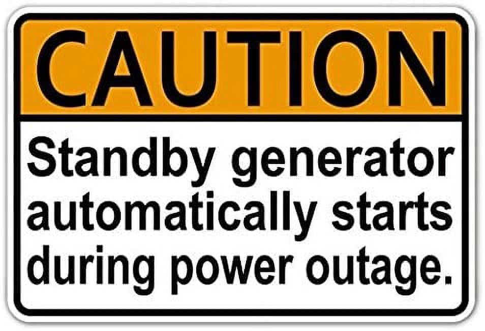 3 Pack - Caution Sign Industrial Standby Generator Starts Vinyl Decal ...