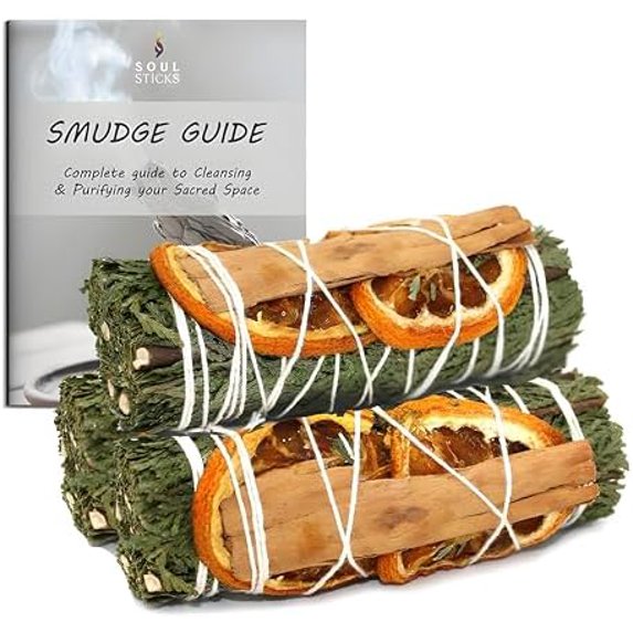 3 Pack Cedar Orange Cinnamon Sage Smudge Sticks for Money Cleansing ...