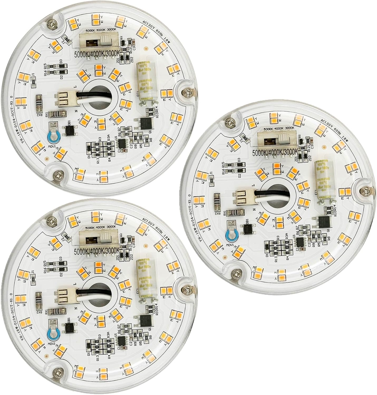 3 Pack Ceiling Fan Light Replacement Panel PCB, 4in 18W LED Retrofit ...