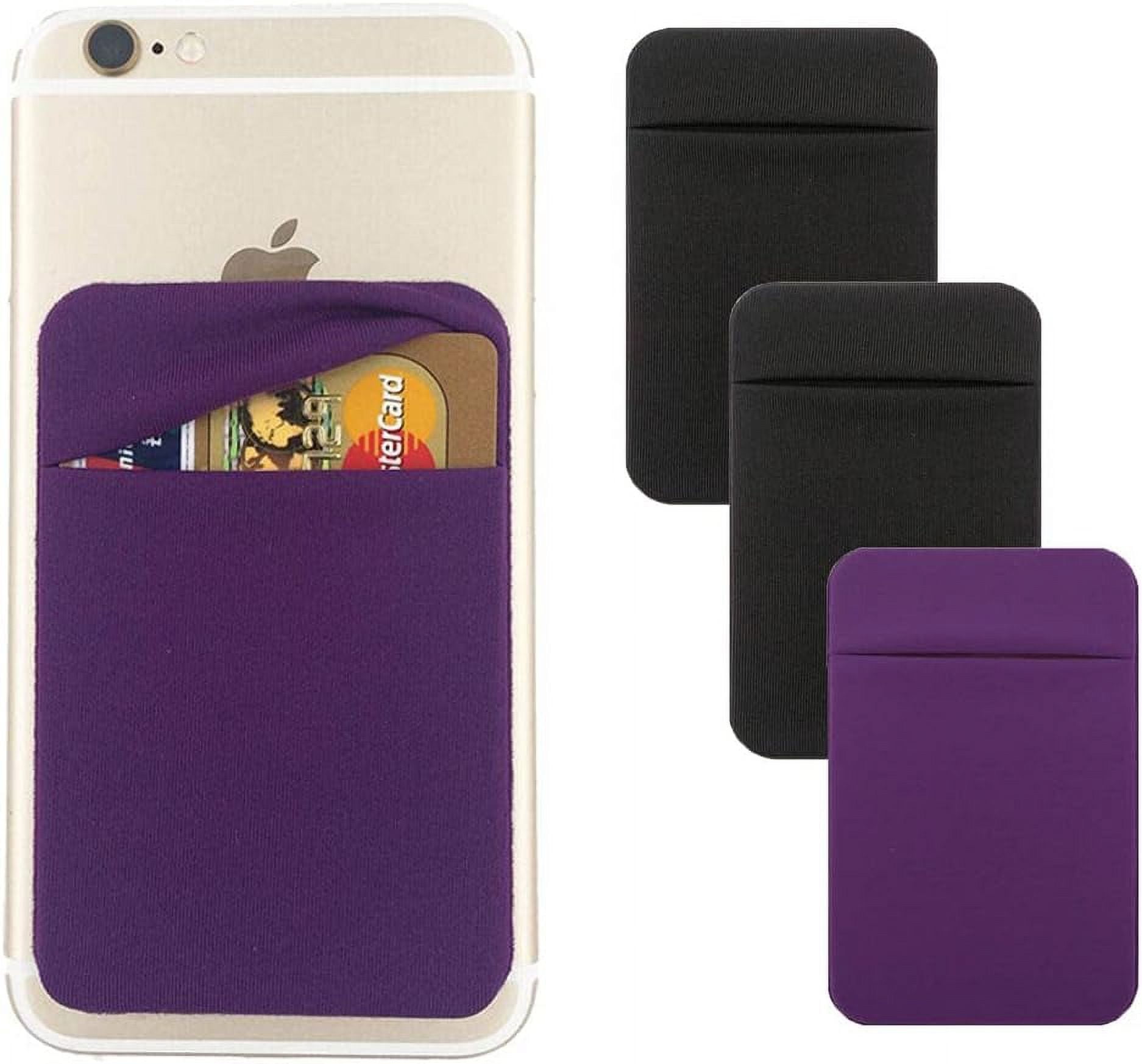 3-Pack Cell Phone Card Holder Pocket for Back of Phone, Stretchy Lycra ...