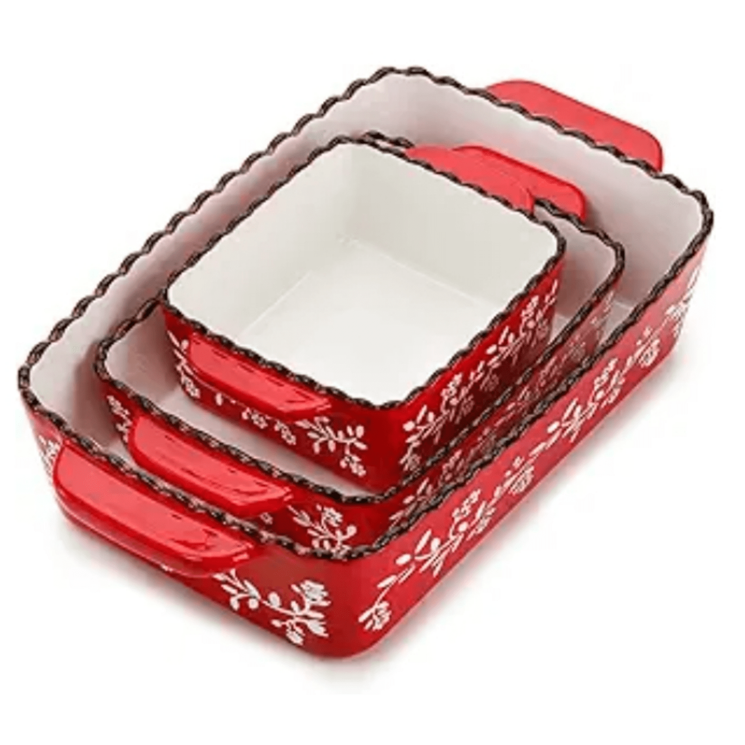3 Pack Ceramic Bakeware Set, Porcelain Rectangular Baking Dish Lasagna ...
