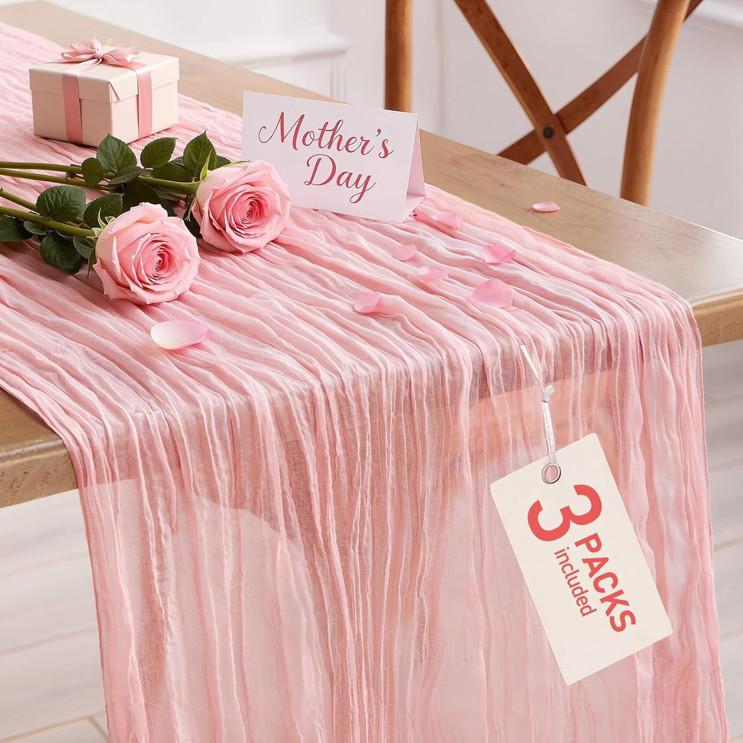 3-Pack Cheese Cloths Table Runner, 120'' Boho Table Cloth Decorations ...