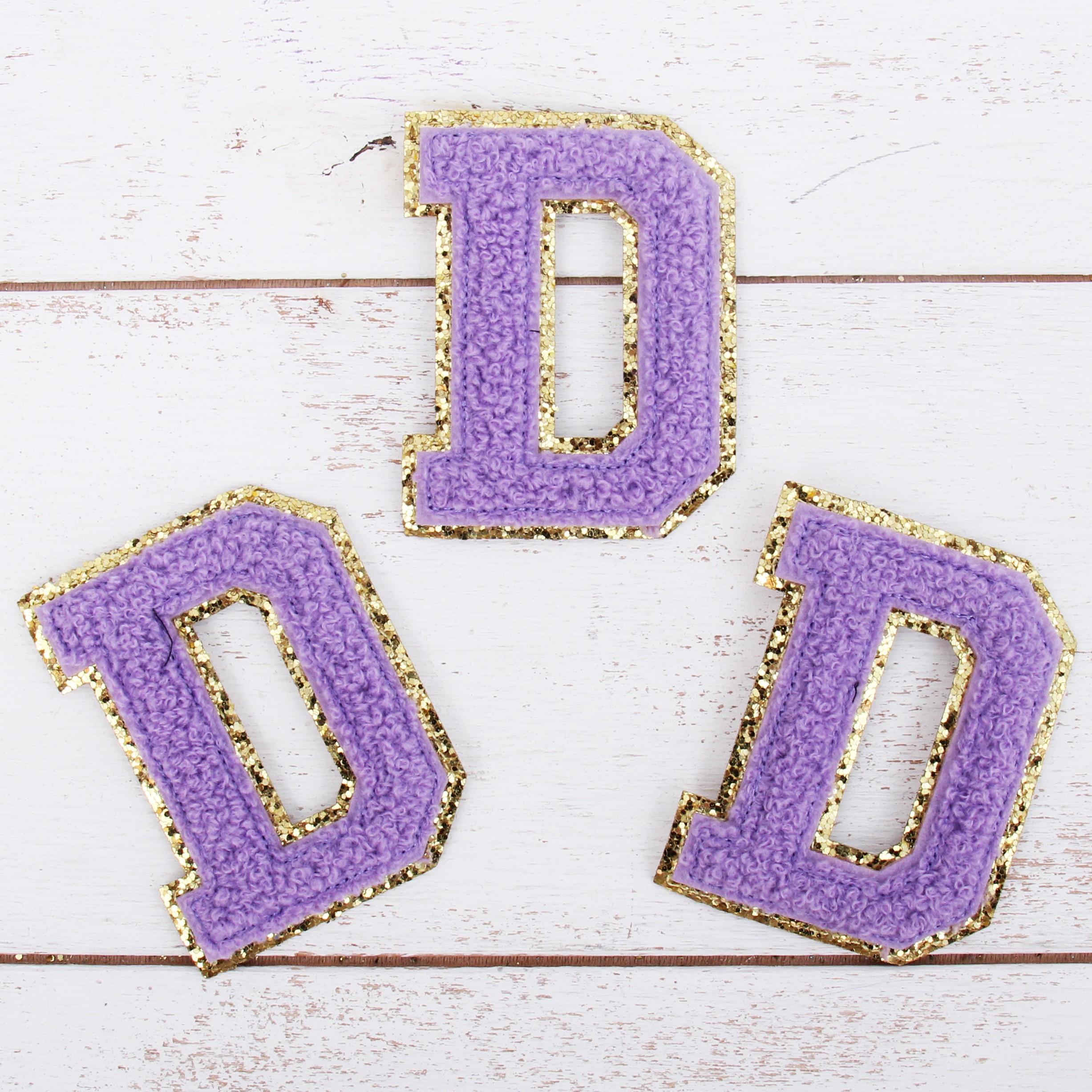 3 Pack Chenille Iron On Glitter Varsity Letter "D" Patches - Lavender ...
