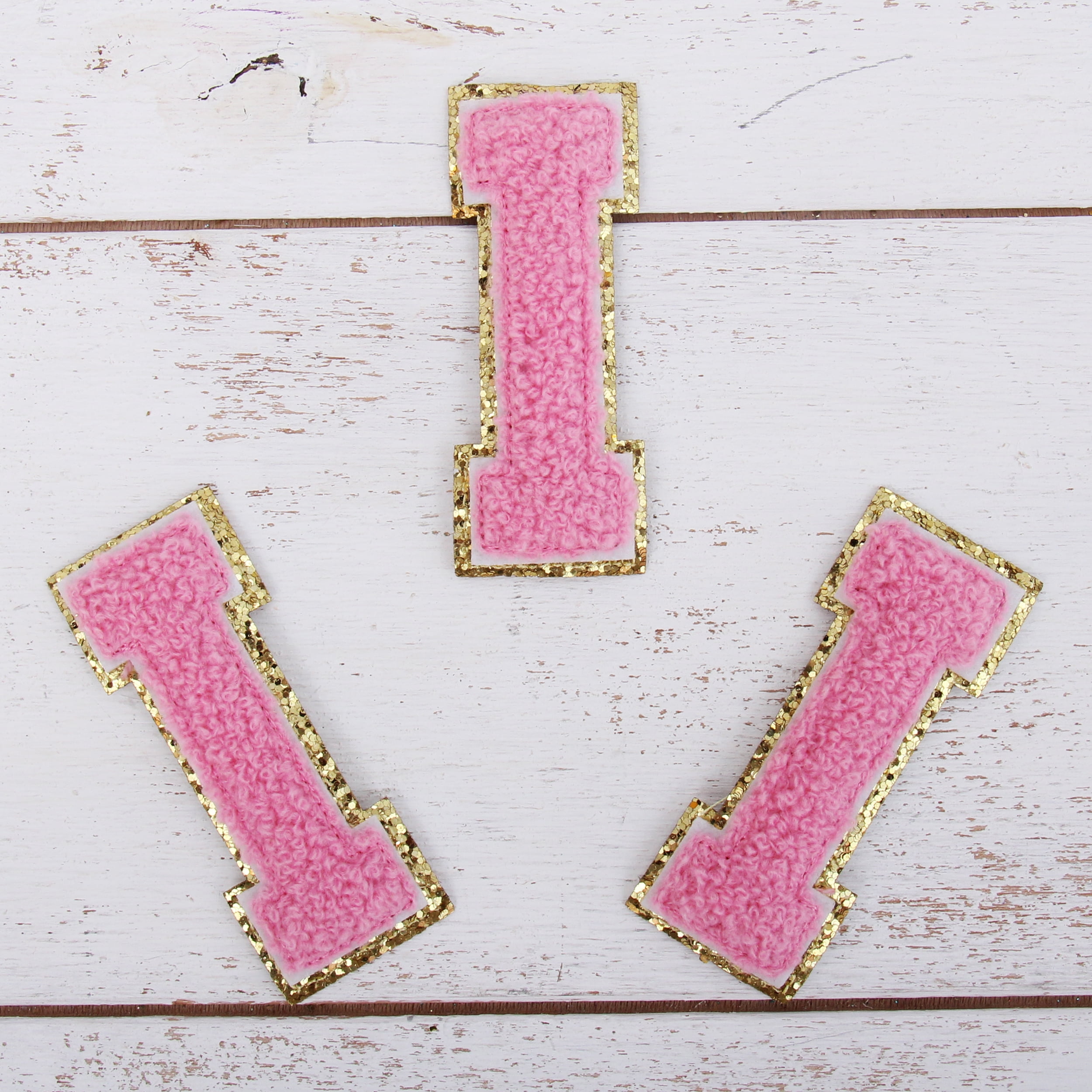 3 Pack Chenille Iron On Glitter Varsity Letter "I" Patches - Pink ...
