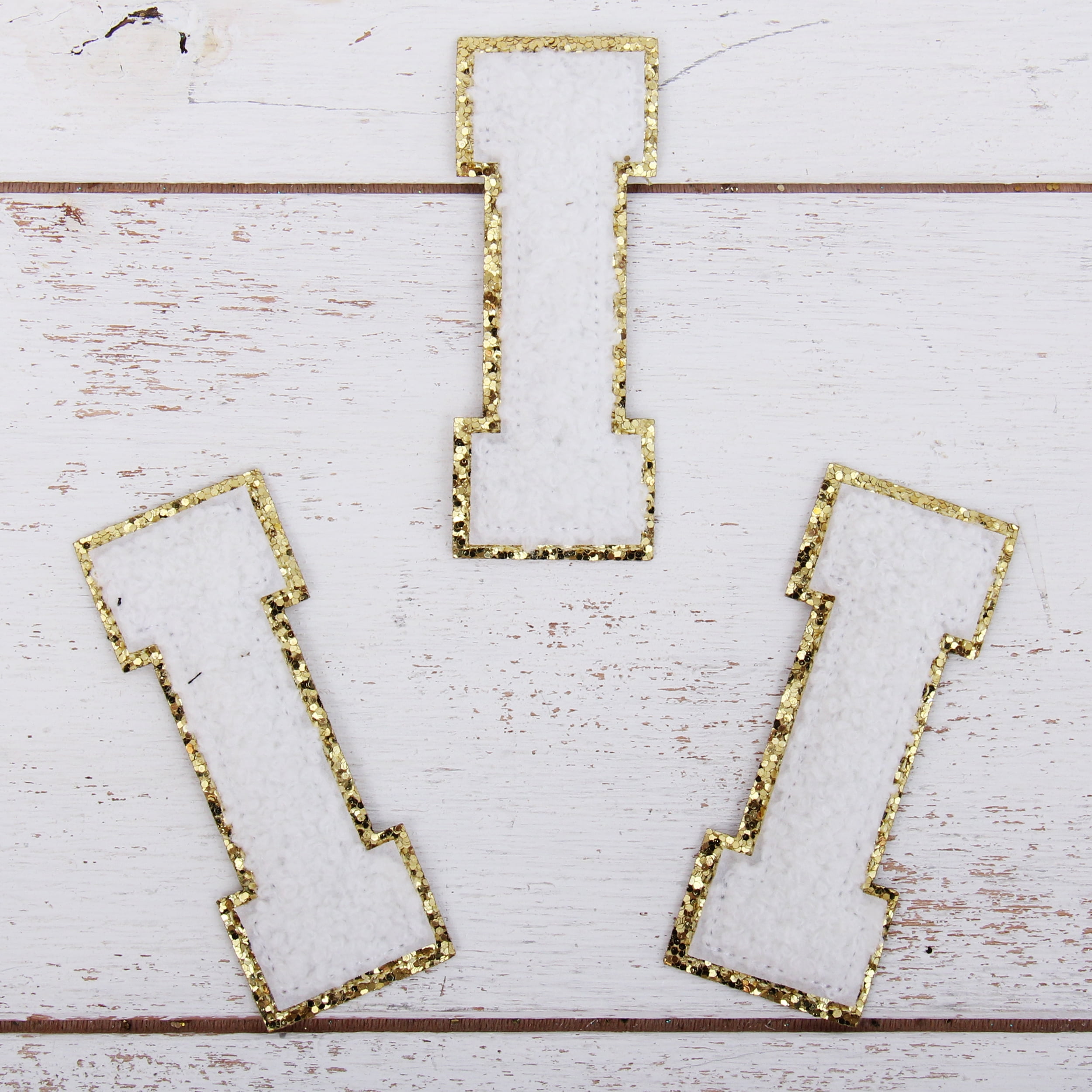 3 Pack Chenille Iron On Glitter Varsity Letter "I" Patches - White ...