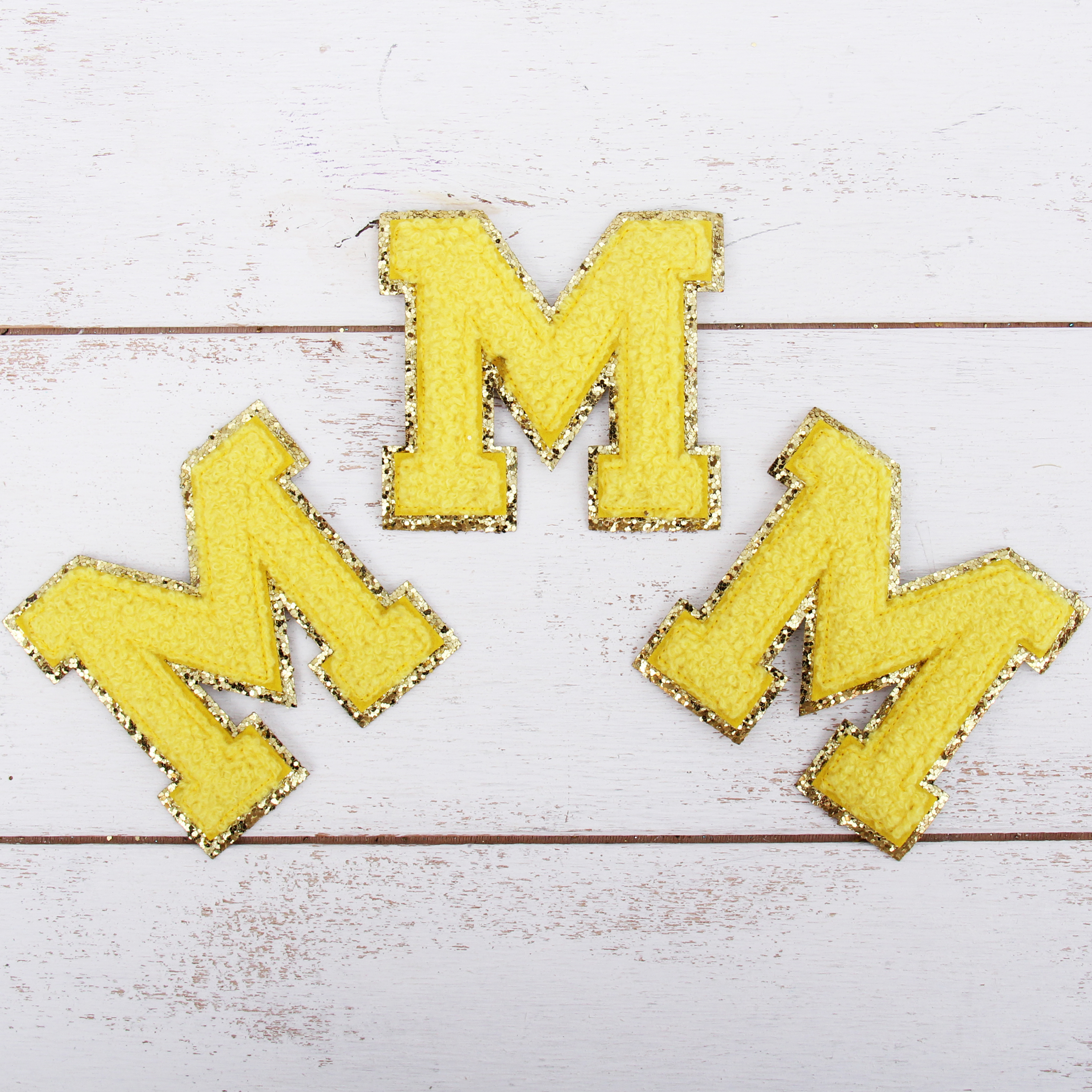 3 Pack Chenille Iron On Glitter Varsity Letter "M" Patches - Yellow ...