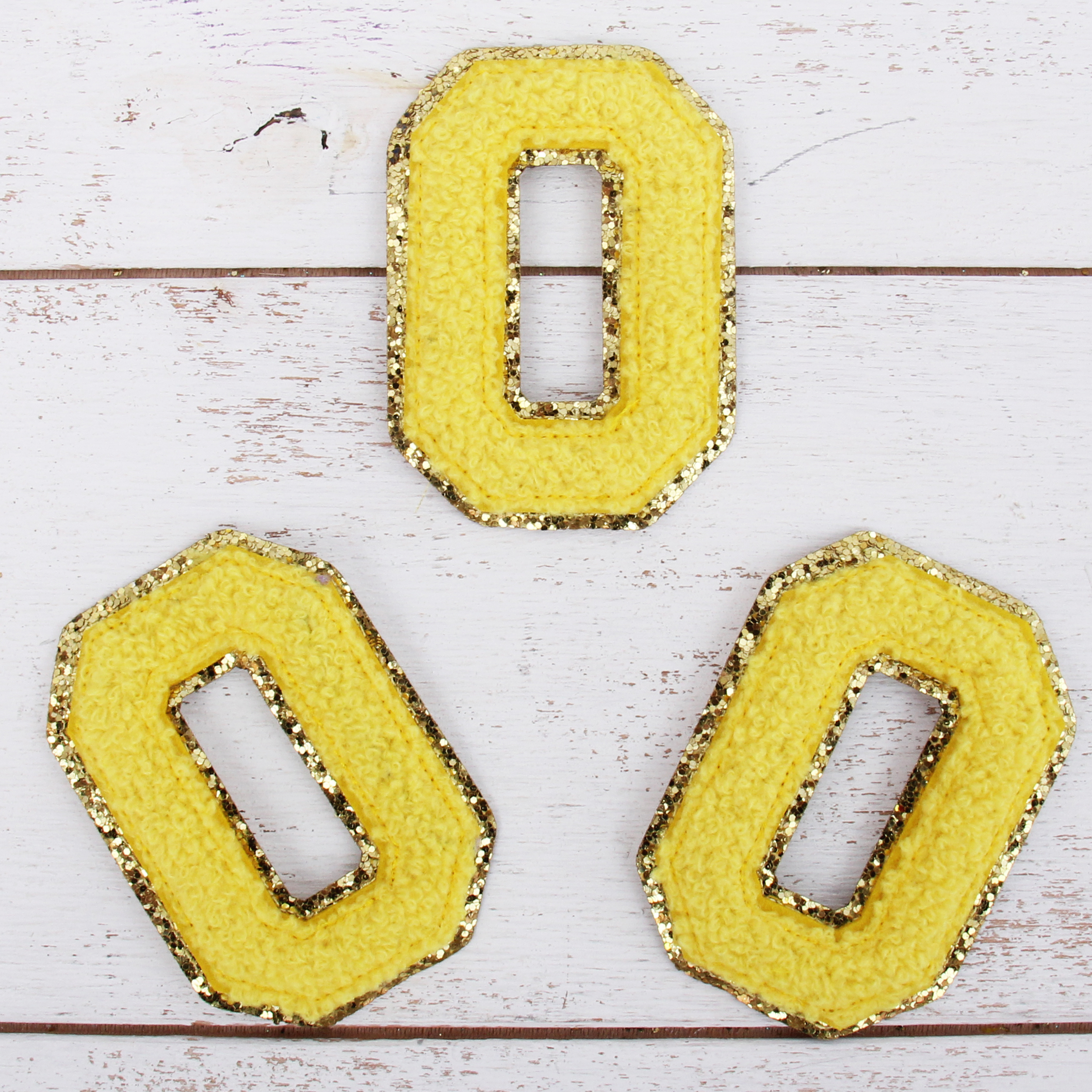 3 Pack Chenille Iron On Glitter Varsity Letter "O" Patches - Yellow ...