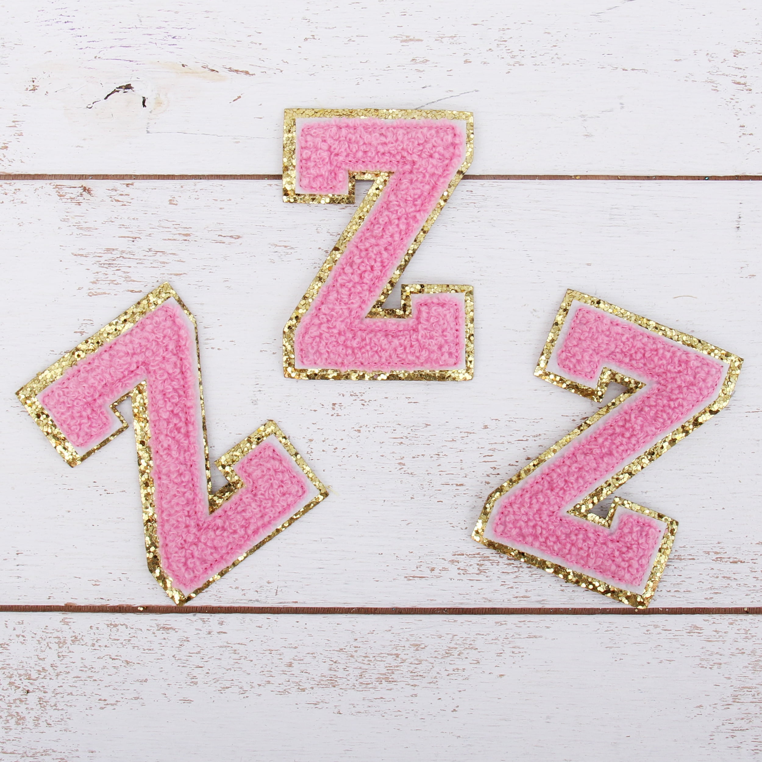 3 Pack Chenille Iron On Glitter Varsity Letter "Z" Patches - Pink ...