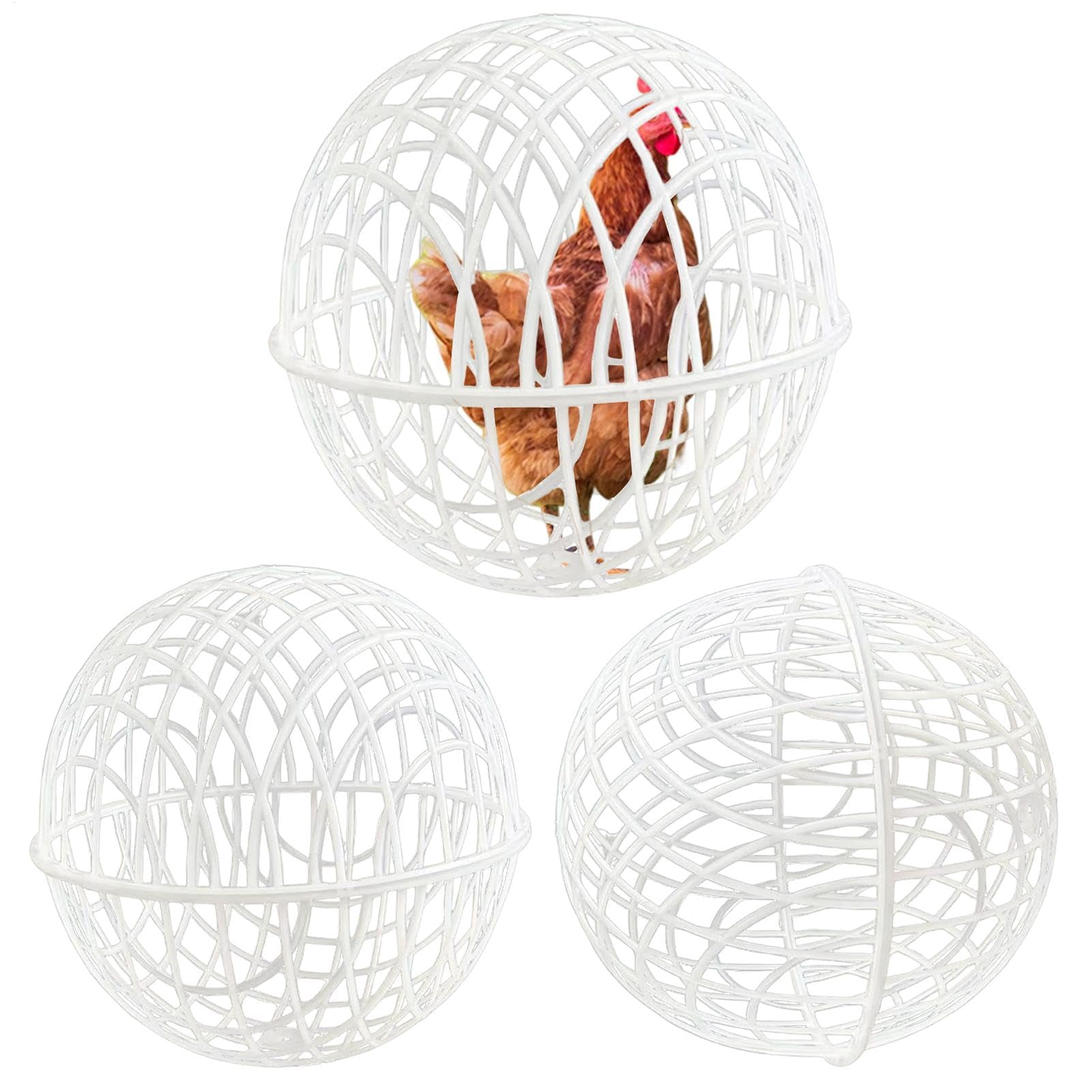3-Pack Chicken Ball Cage, Ball-Shaped Movable Chicken Rolling Round ...
