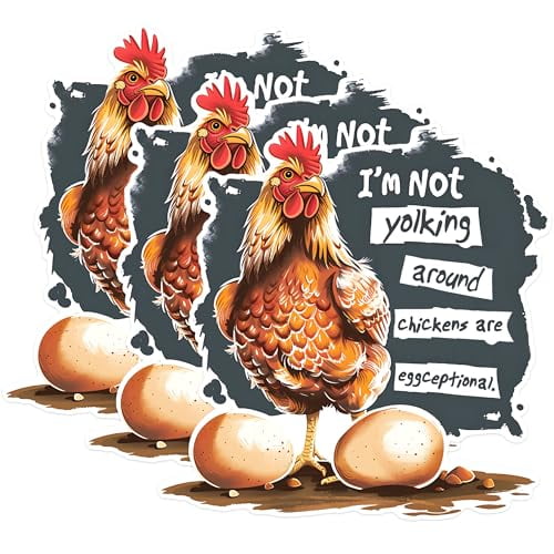 (3 Pack) Chicken Decals - Funny Egg Puns - Chicken Lover Laptop Decal ...