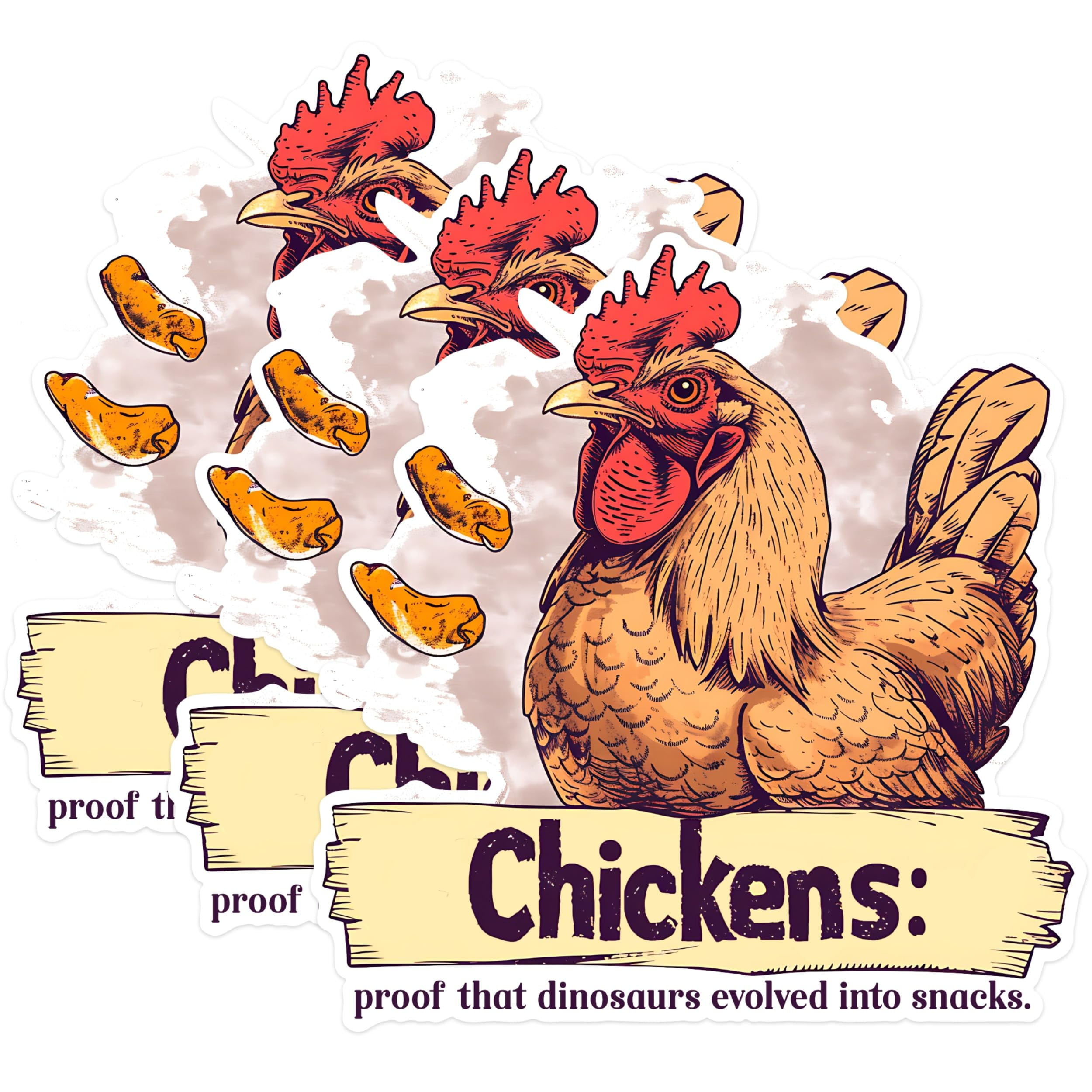 (3 Pack) Chicken Dinosaur Decals - Funny Chicken Lover - Laptop Decals ...