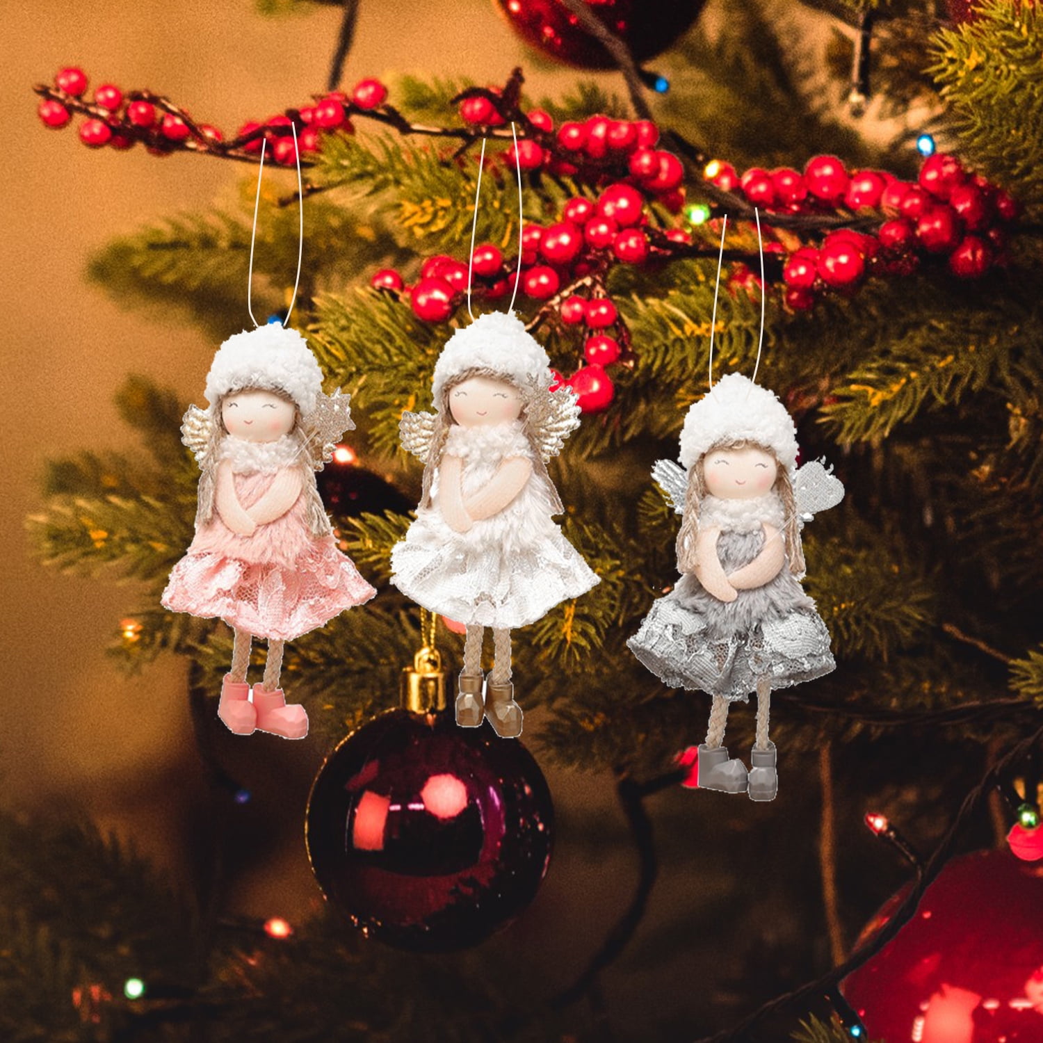 3 Pack Christmas Angel Doll Pendants,Cute Doll Gift Christmas Crafts ...
