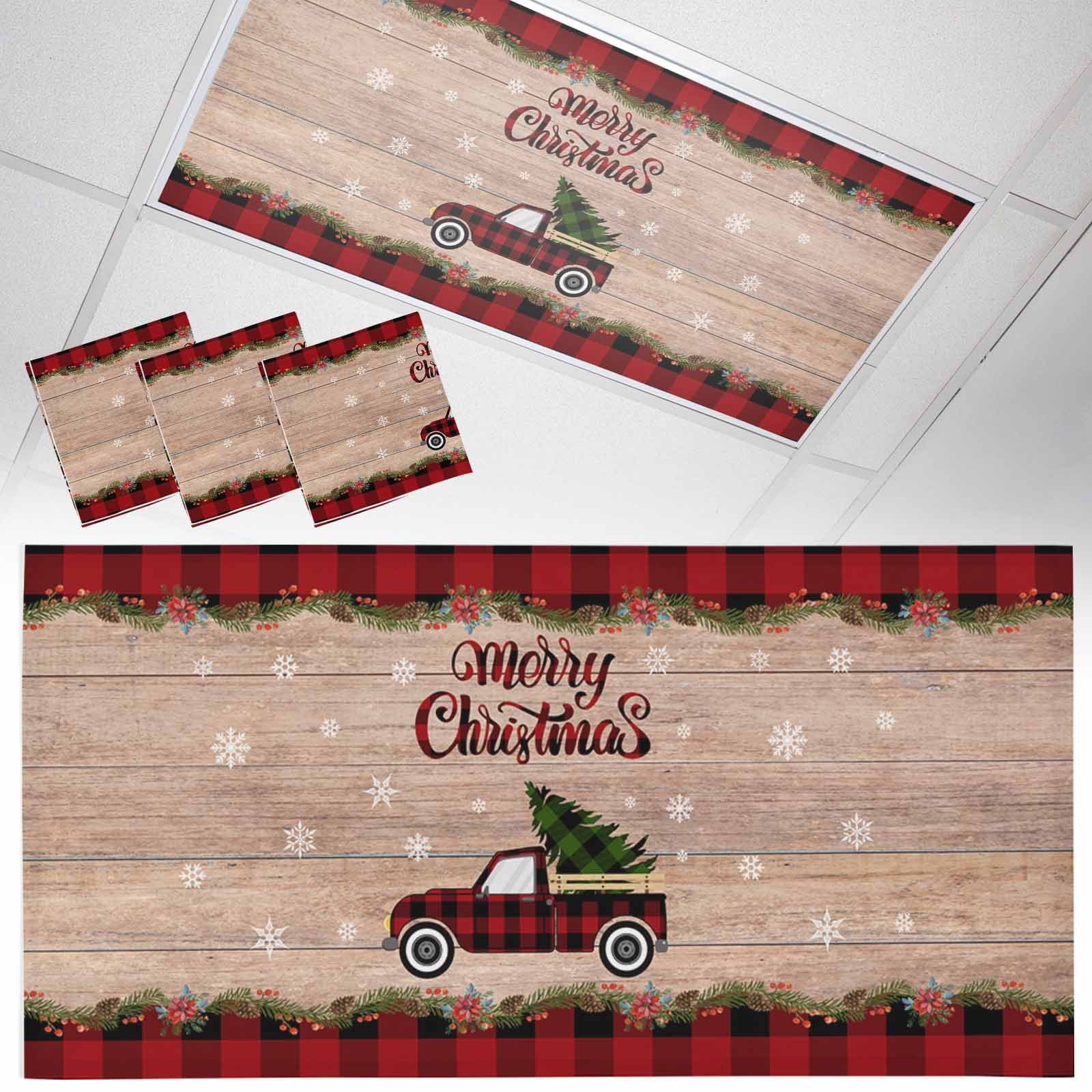 3 Pack Christmas Buffalo Fluorescent Light Covers for Ceiling Lights ...