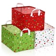 3-Pack Christmas Candy Storage Baskets, Foldable Fabric Organizer Bins ...