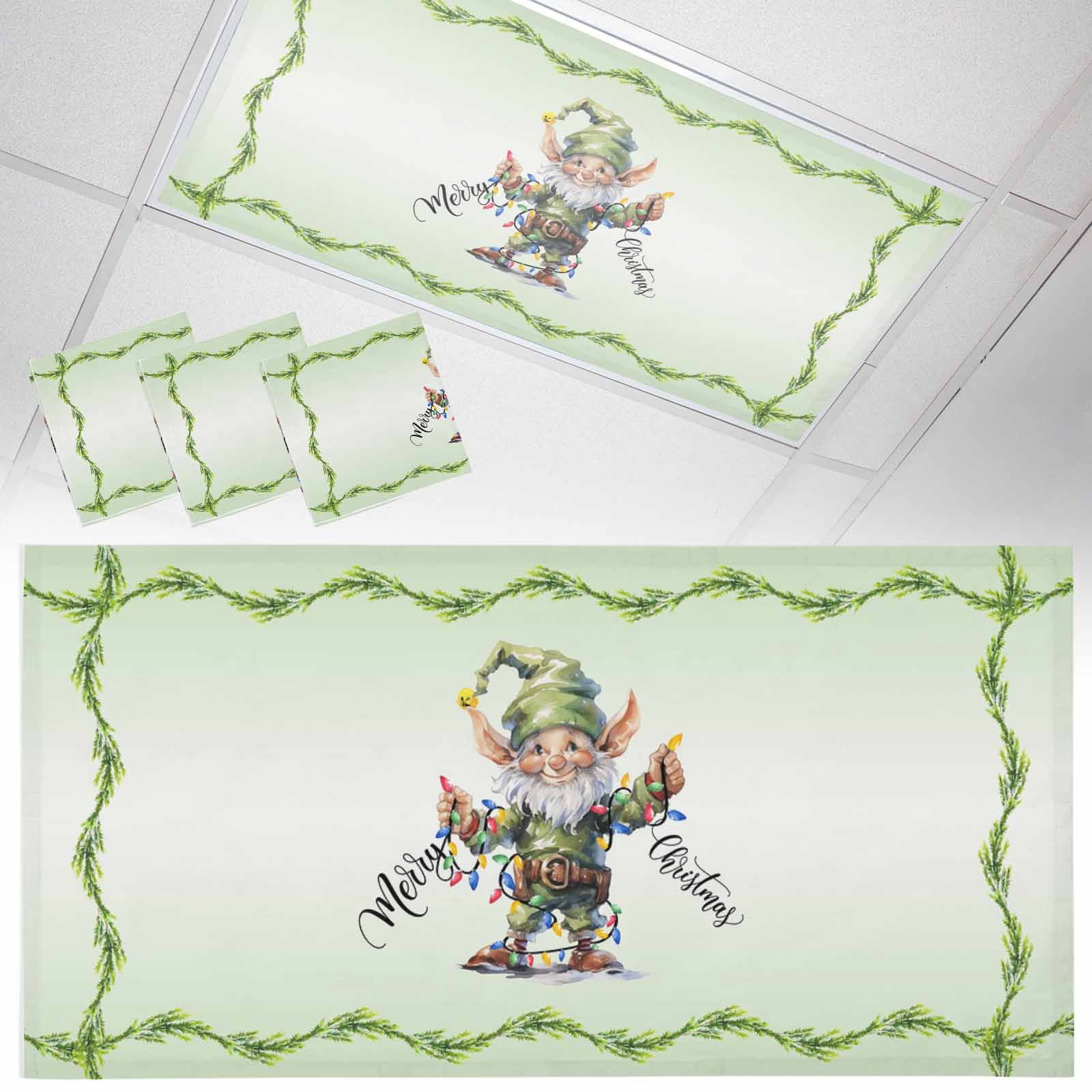 3 Pack Christmas Cute Fluorescent Light Covers for Ceiling Lights Green ...