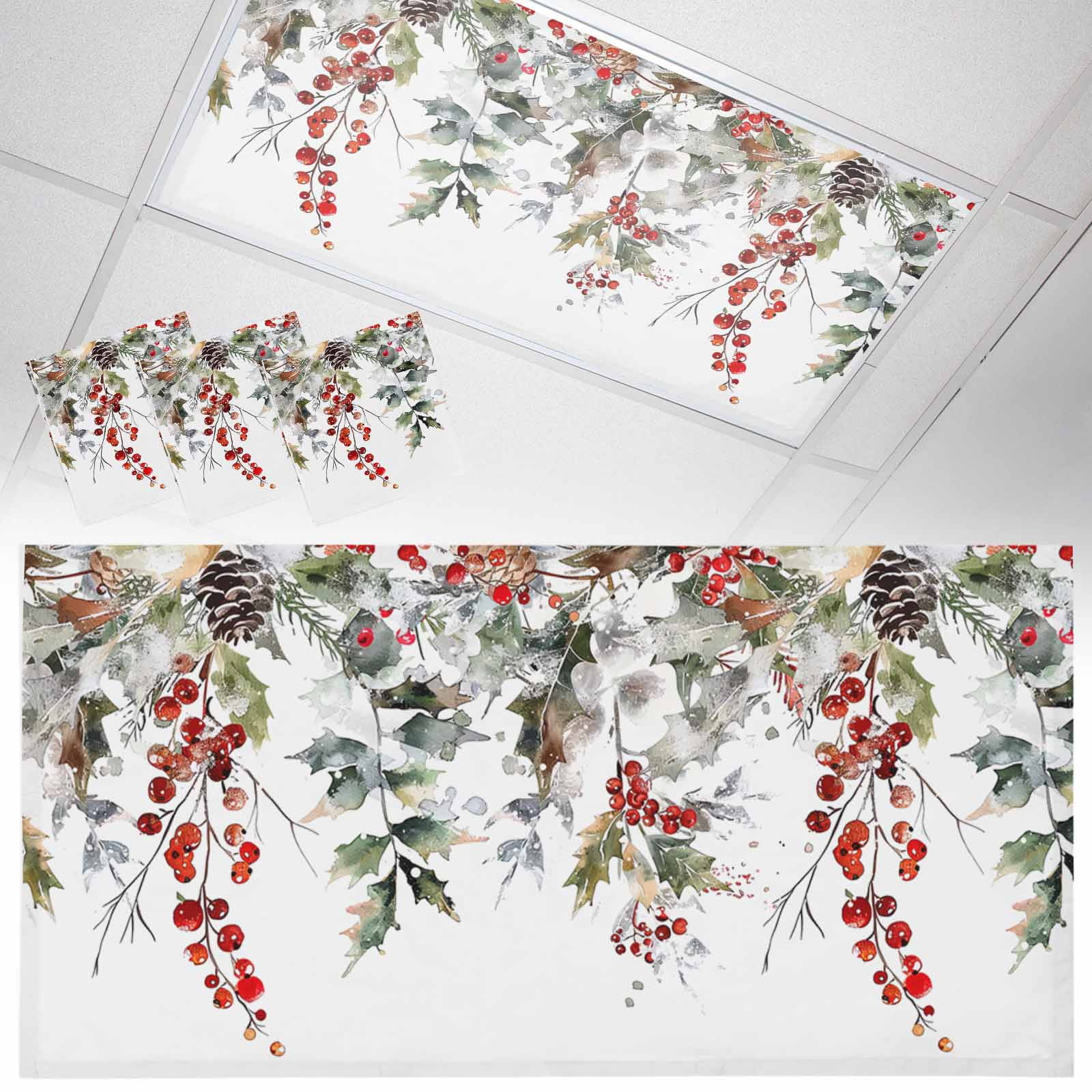 3 Pack Christmas Fluorescent Light Covers for Ceiling Lights Winter ...