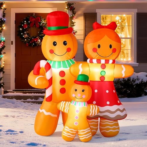 3 Pack Christmas Inflatables Decorations 4ft Gingerbread Outdoor ...