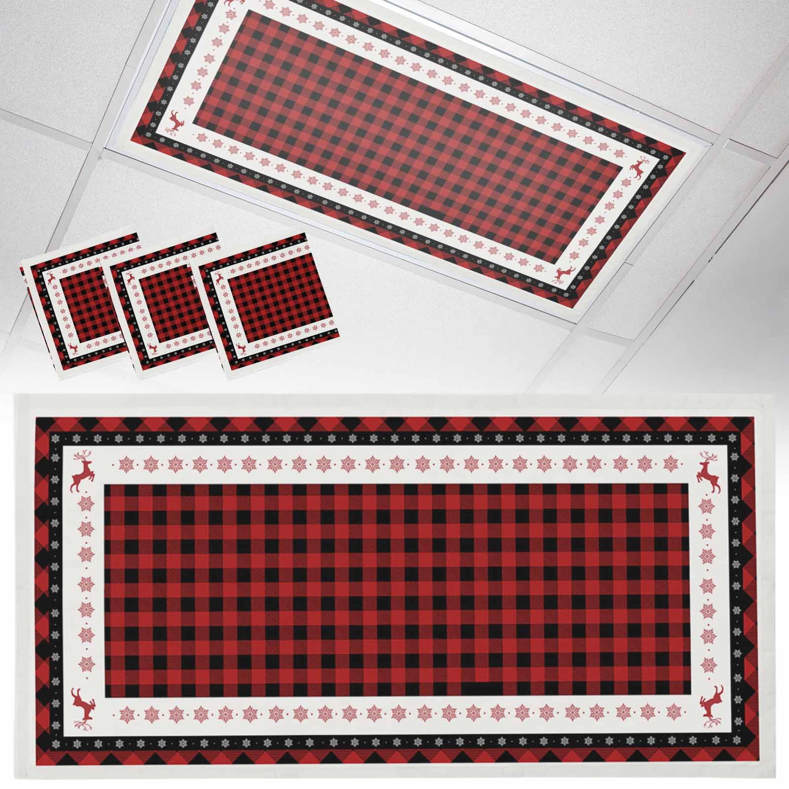 3 Pack Christmas Red Fluorescent Light Covers for Ceiling Lights Black ...